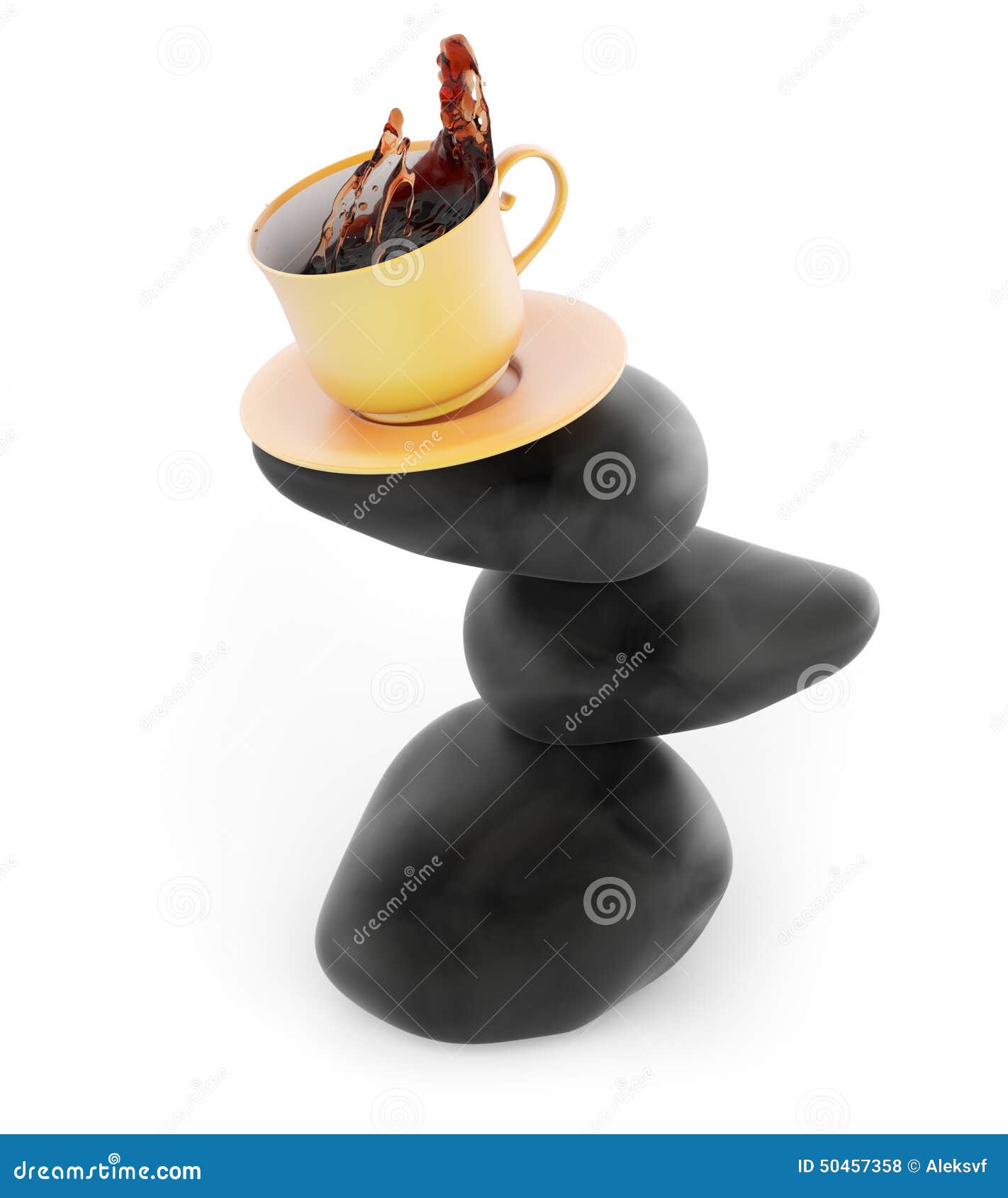 Cup with Coffee Balancing on Stones Stock Illustration - Illustration ...