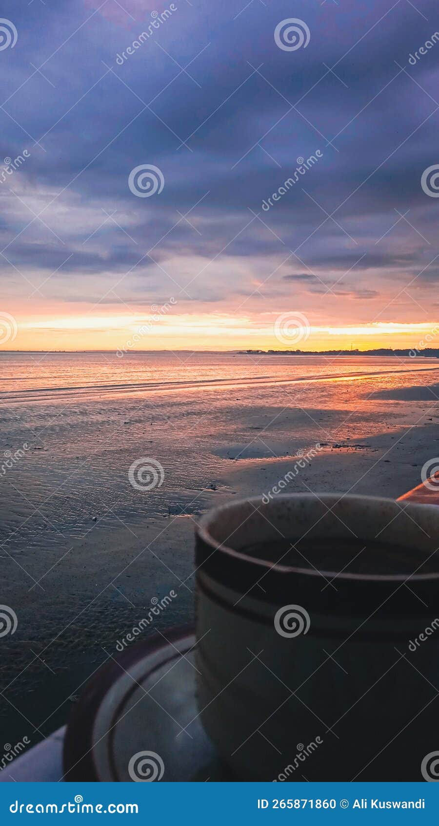 Cup of Coffee on the Beach at Sunrise Stock Photo - Image of morning ...