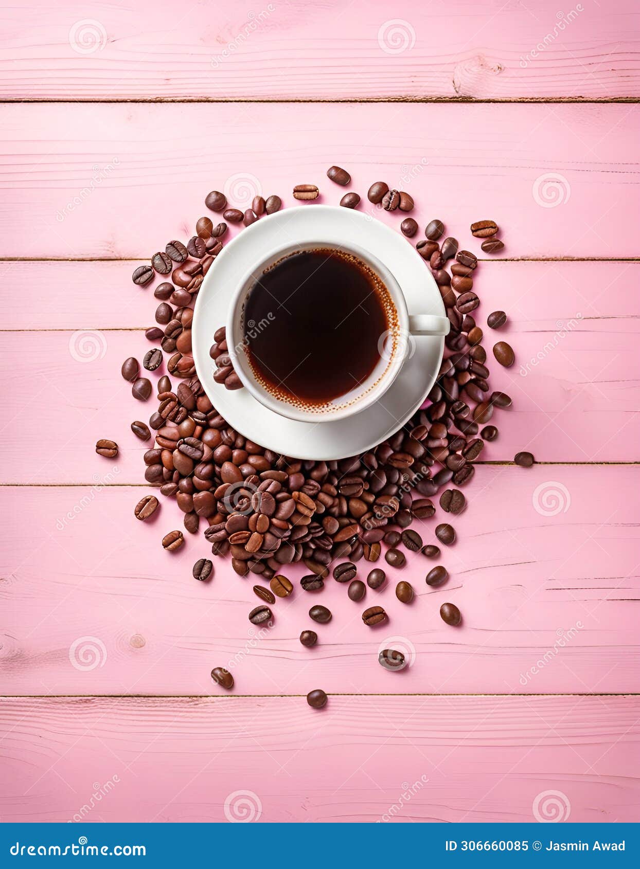 A Fresh Cup of Coffee. with Beans and Copy Space Stock Illustration ...