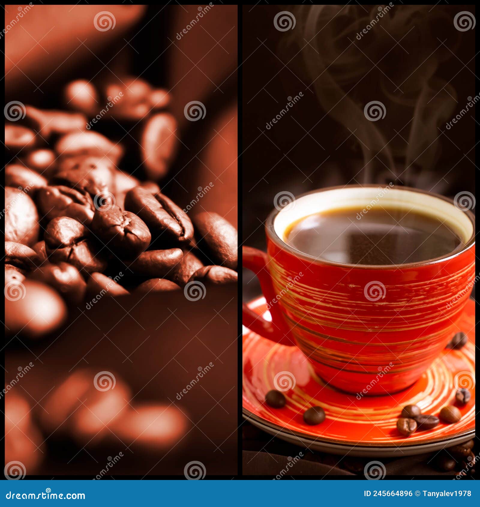Cup of Coffee, Coffee Beans Freshness Collage Caffeine Kitchen on a ...