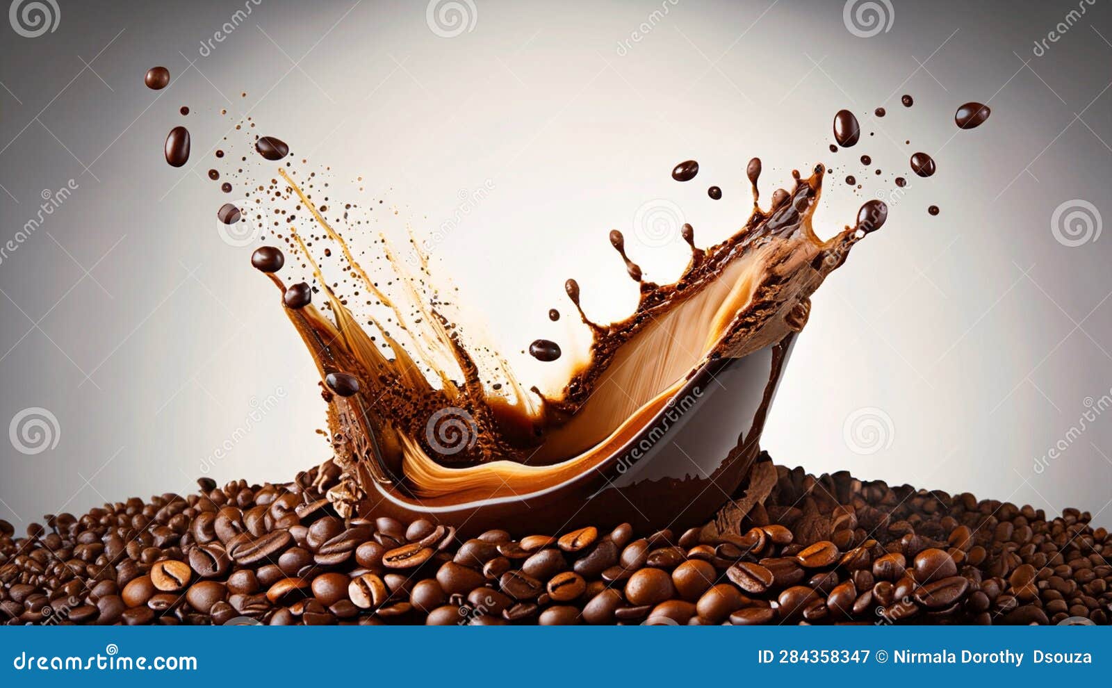 Cup of Coffee beans splash stock illustration. Illustration of beans ...