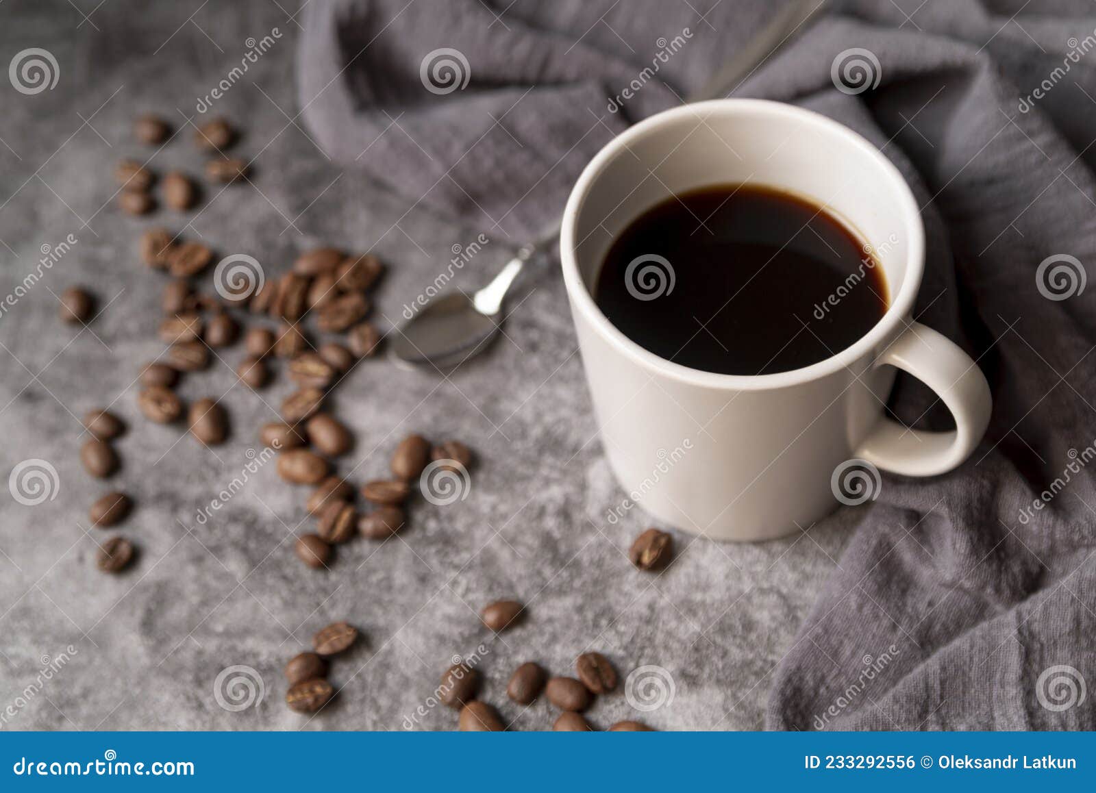 Cup Coffee with Coffee Beans Spoon. High Quality Photo Stock Photo ...