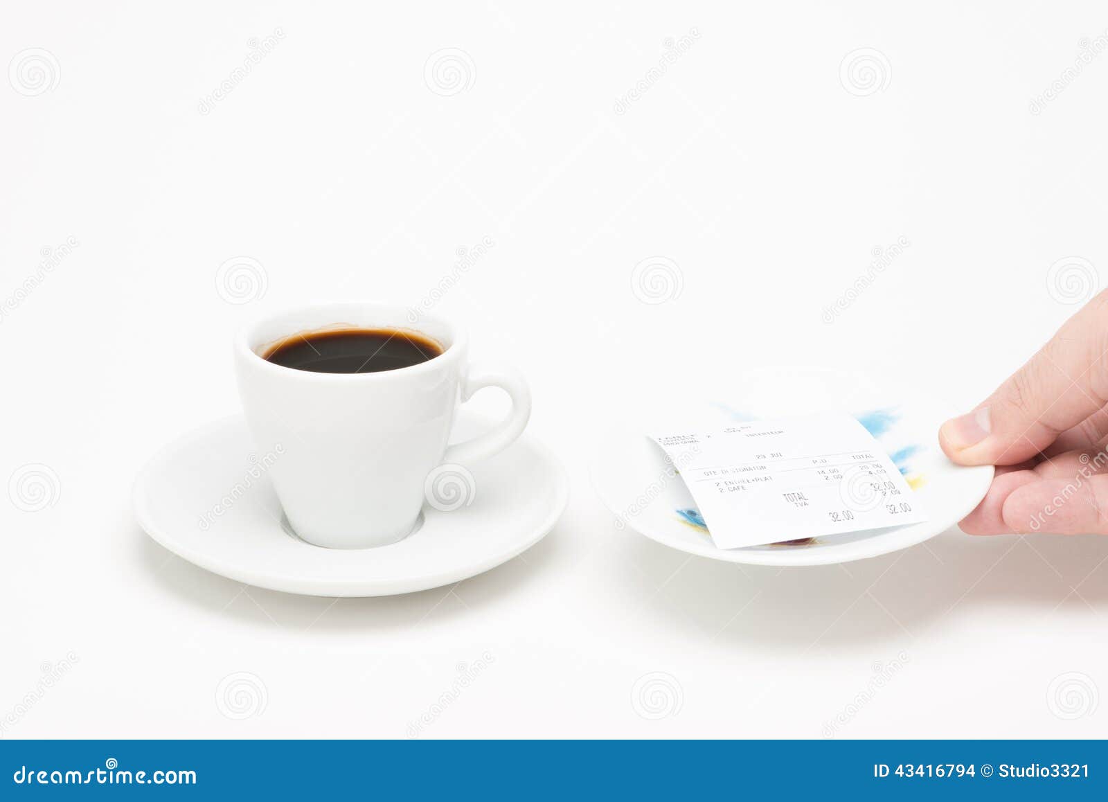 Cup of coffee with bill stock photo. Image of french - 43416794