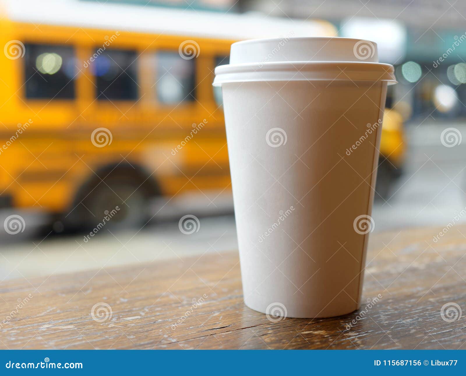 Cup of Coffee Blank Yellow School Bus Usa Stock Photo - Image of ...