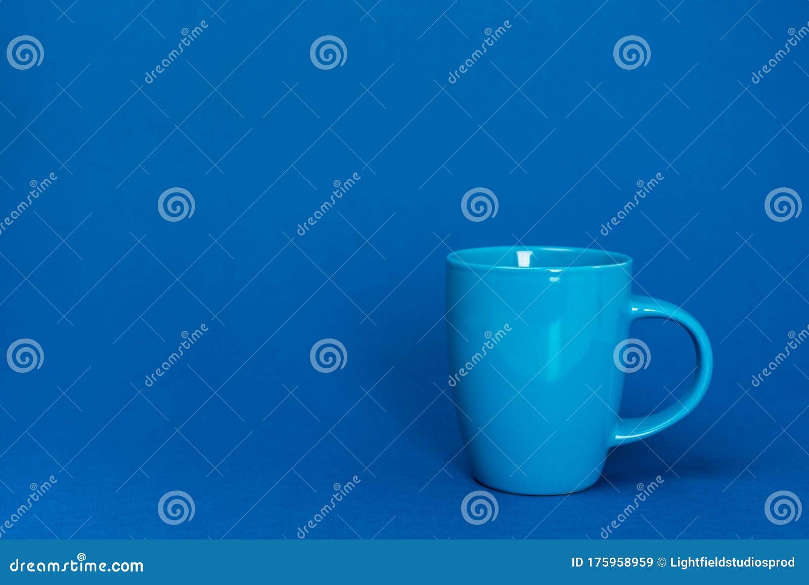 Cup of coffee on blue with stock image. Image of minimal - 175958959