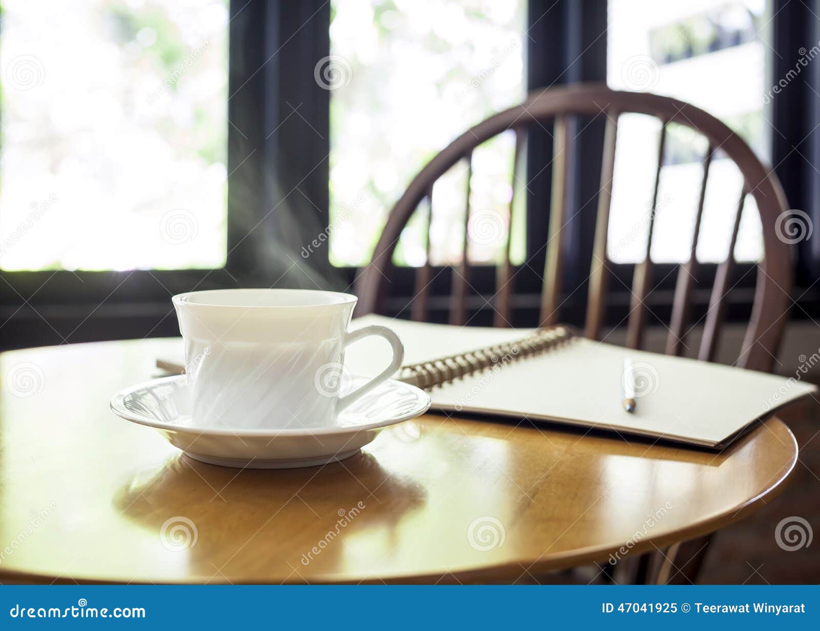 Cup of Coffee with Book on Table in Cafe Stock Image - Image of eating ...