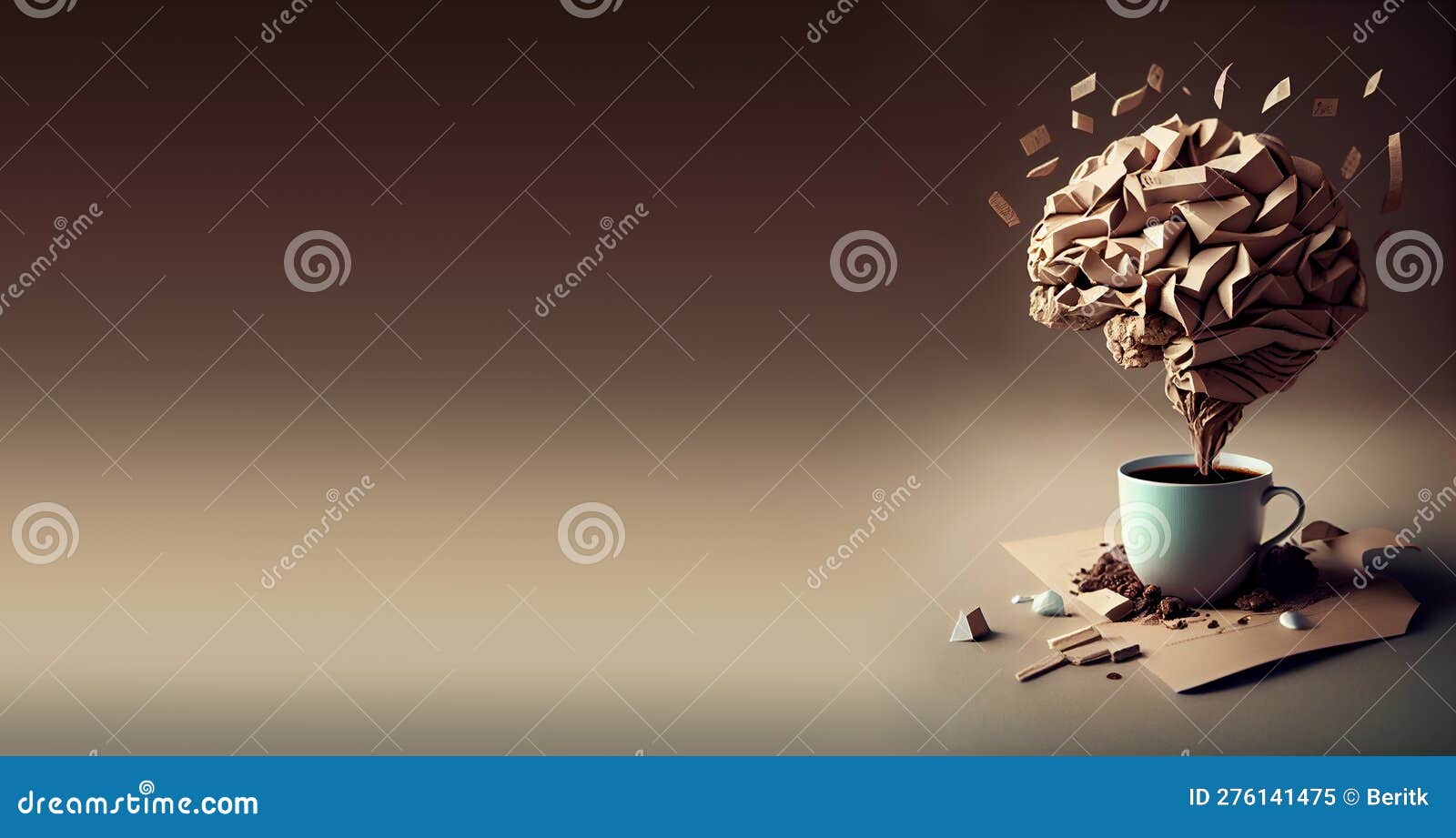 Cup of Coffee with a Brain Splash and Paper, Creative and Innovative ...