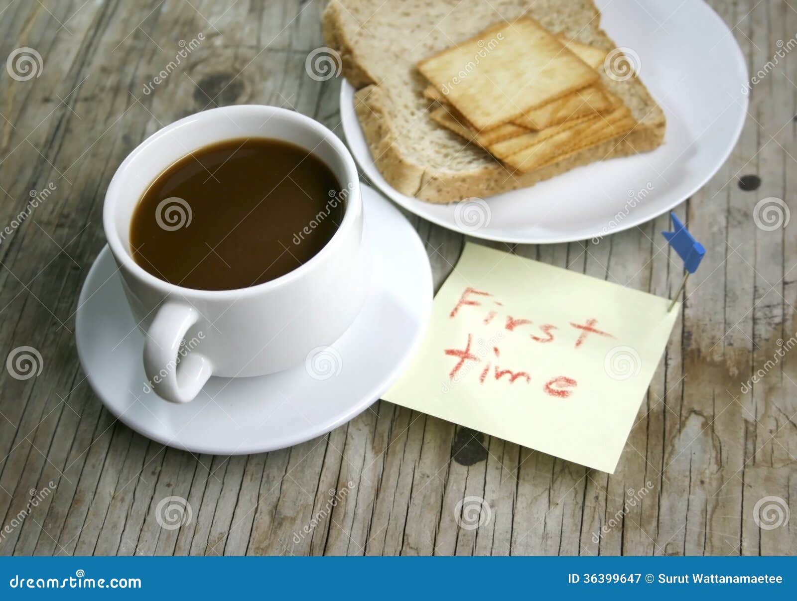 A cup of coffee and bread stock image. Image of drink - 36399647