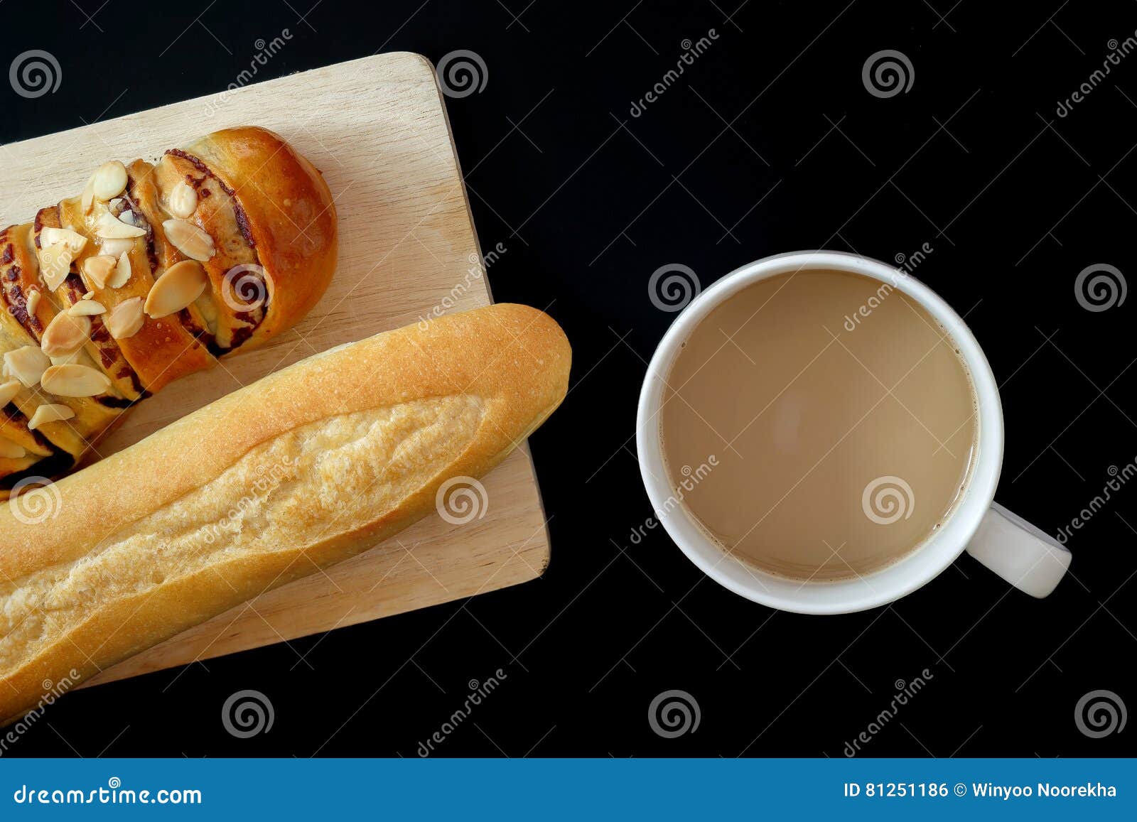 A cup of coffee and bread. stock photo. Image of energy - 81251186