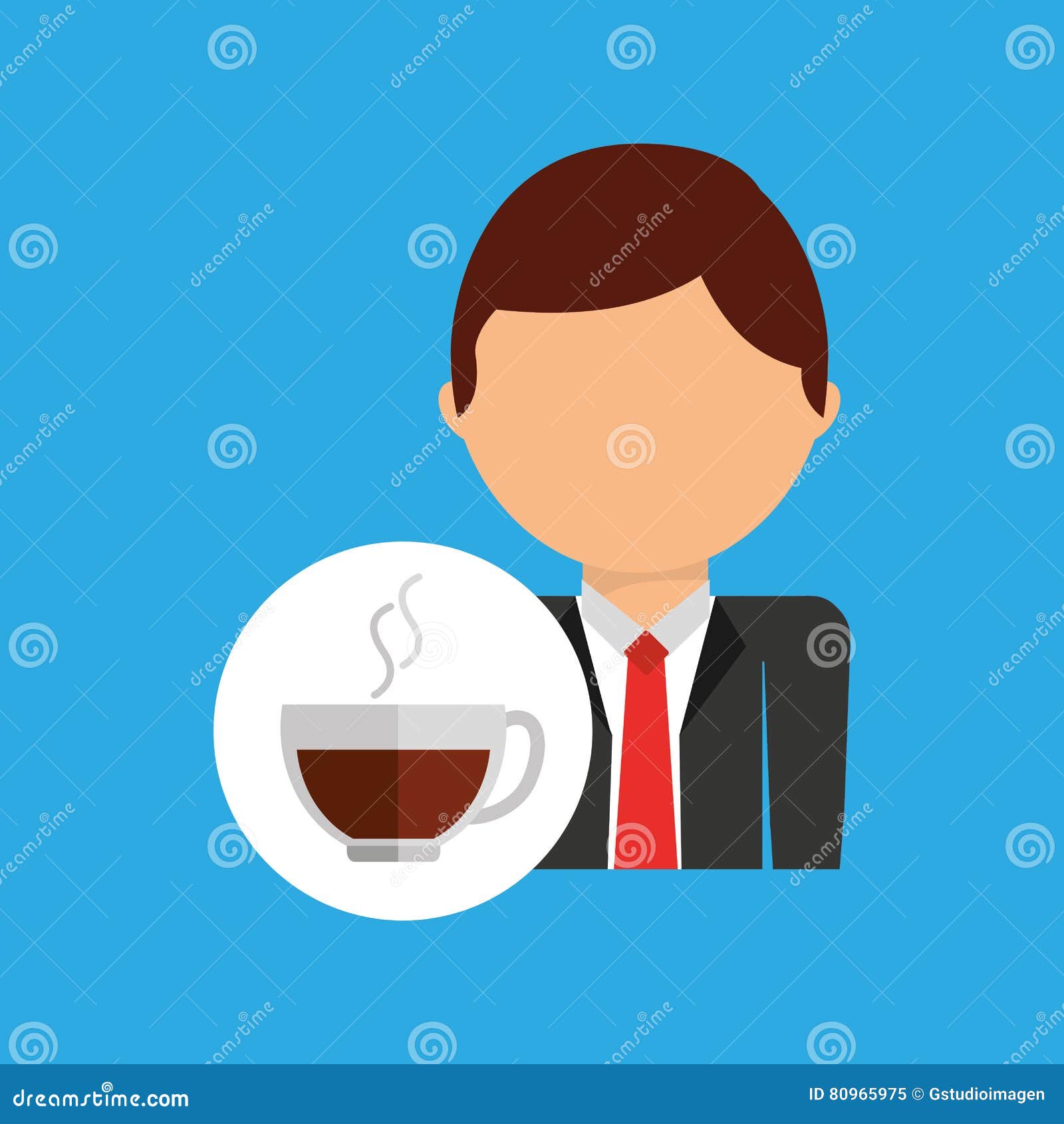 Cup Coffee Business Man Suit Worker Icon Stock Vector - Illustration of ...