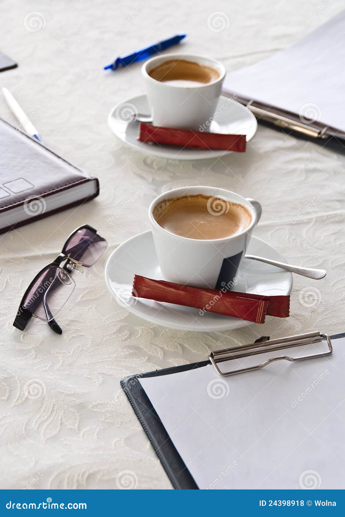 Cup of Coffee and Business Objects Stock Photo - Image of indoors ...
