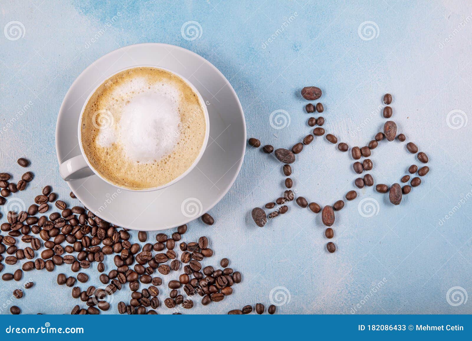 A Cup of Coffee with Caffeine Molecule Created by Coffee Beans Stock ...
