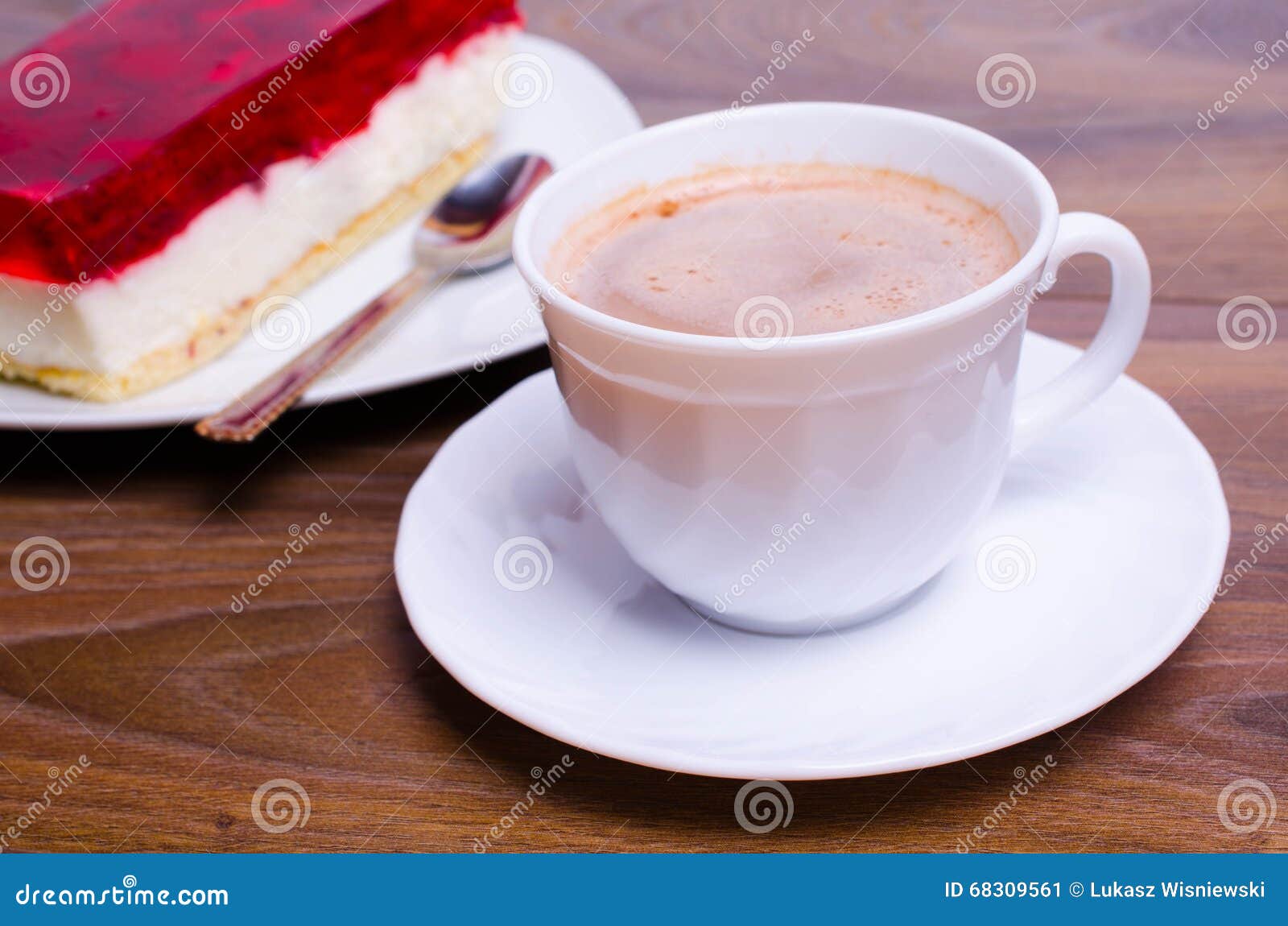 Cup of Coffee and a Cake on the Table in Cafe Stock Image - Image of ...