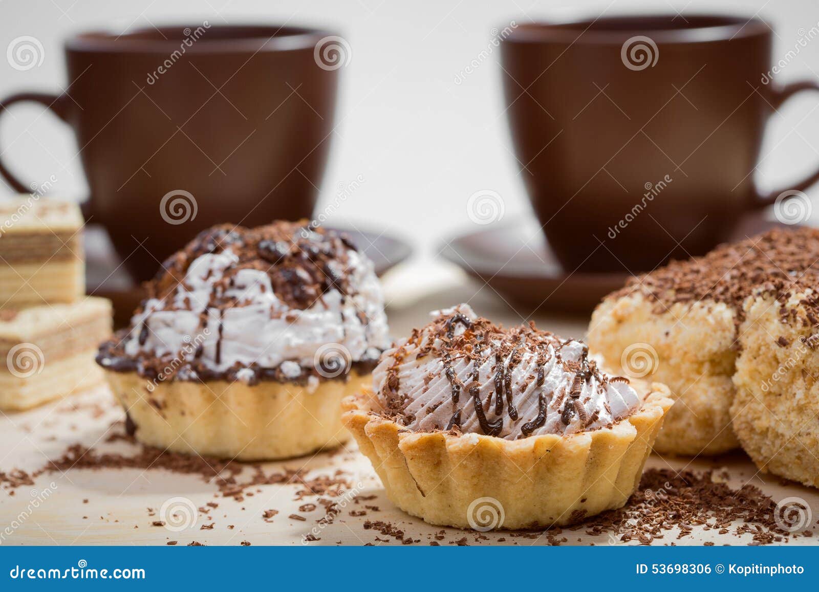 Cup of Coffee and Cake on a Table Stock Photo - Image of heap, flavor ...