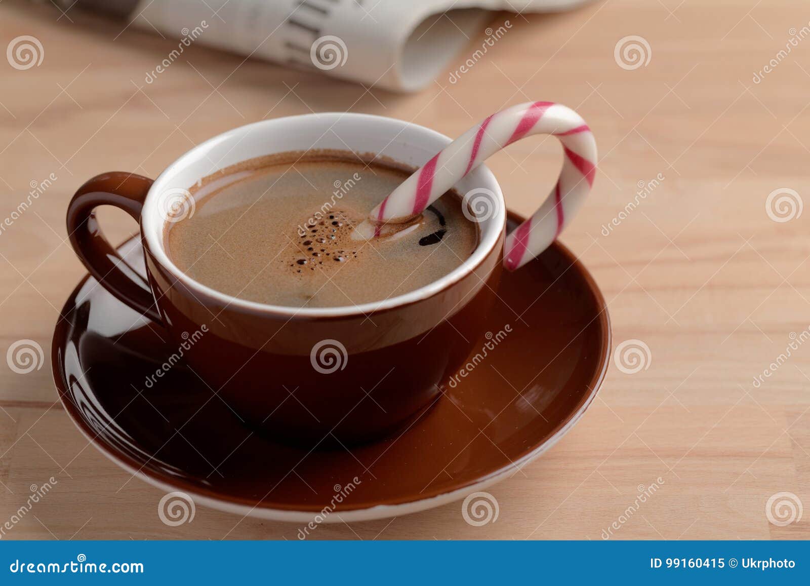 Cup of Coffee with Candy Cane Stock Image - Image of celebration, space ...