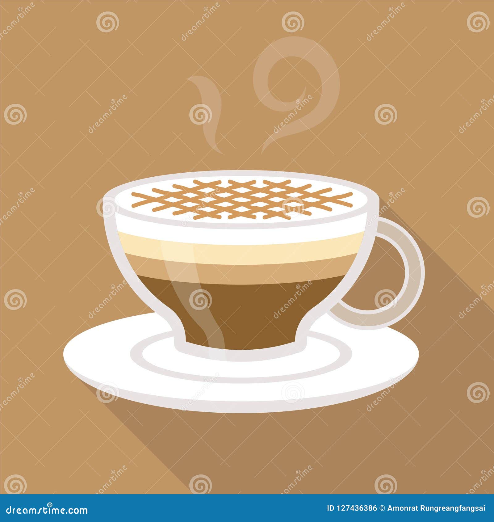 Cup of Coffee Caramel Macchiato, Flat Design Stock Vector ...