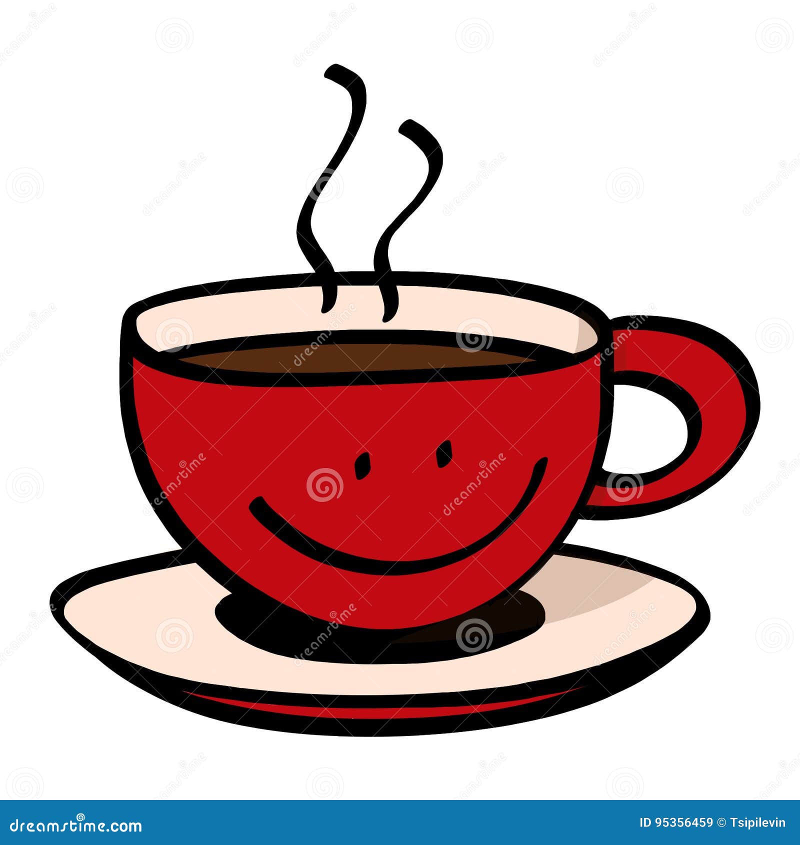 Coffee Cup with Smiley Face Cartoon Stock Illustration - Illustration ...