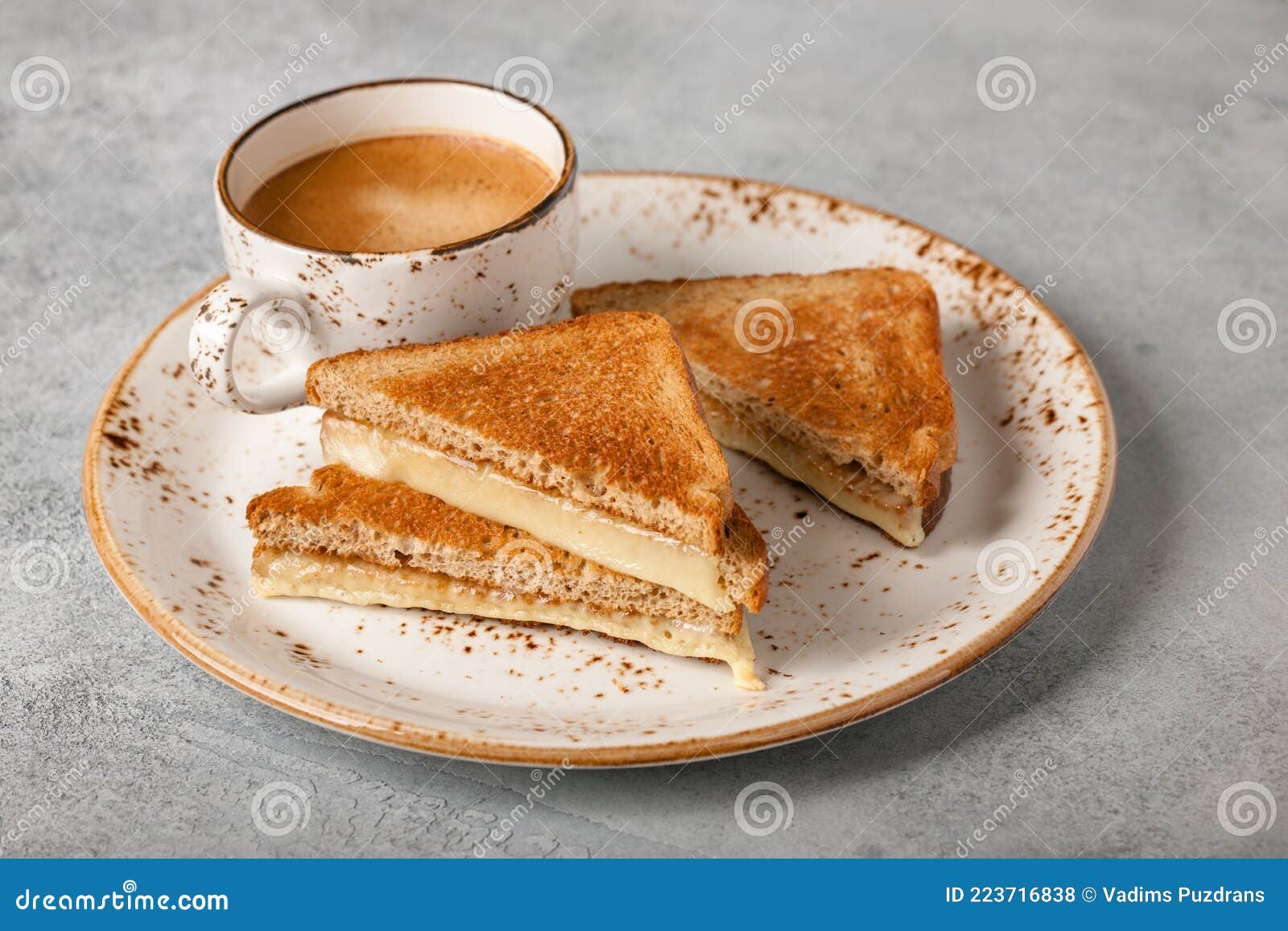 Cup of Coffee and Cheese Toasted Sandwich Stock Photo - Image of cafe ...