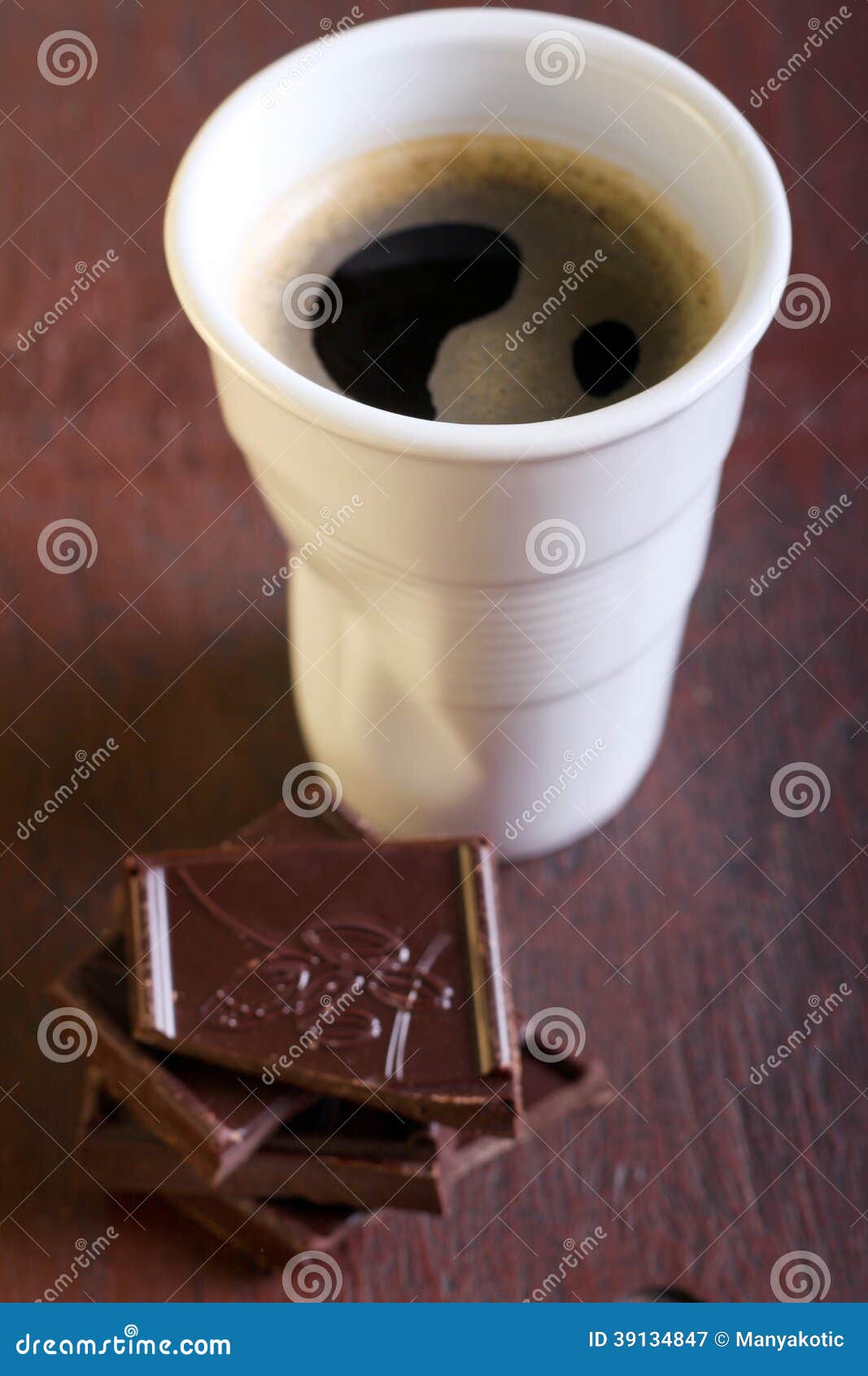 Cup of Coffee and Chocolate Bits Stock Image - Image of homemade ...