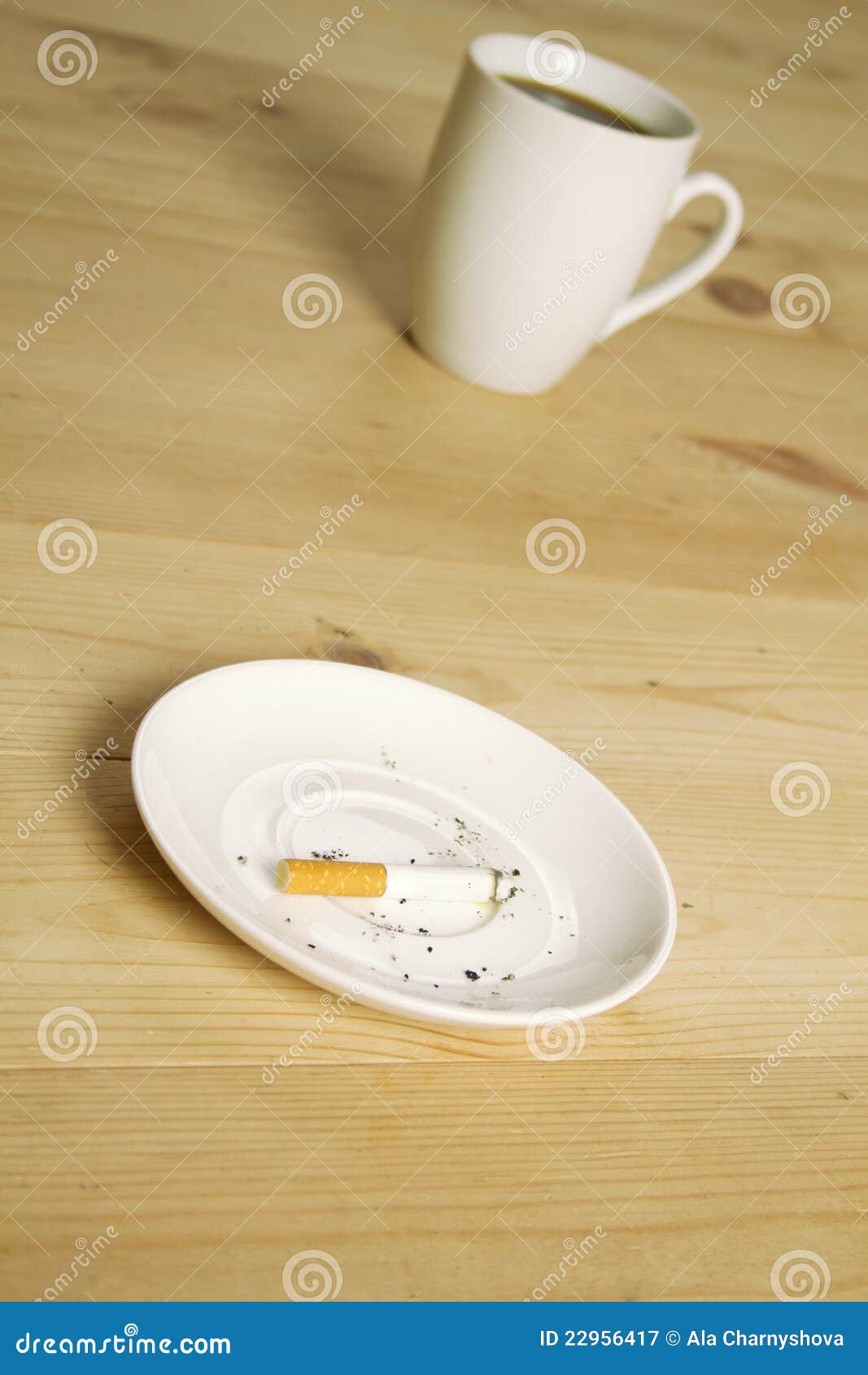 A Cup of Coffee and Cigarette Stock Image - Image of macro, dish: 22956417