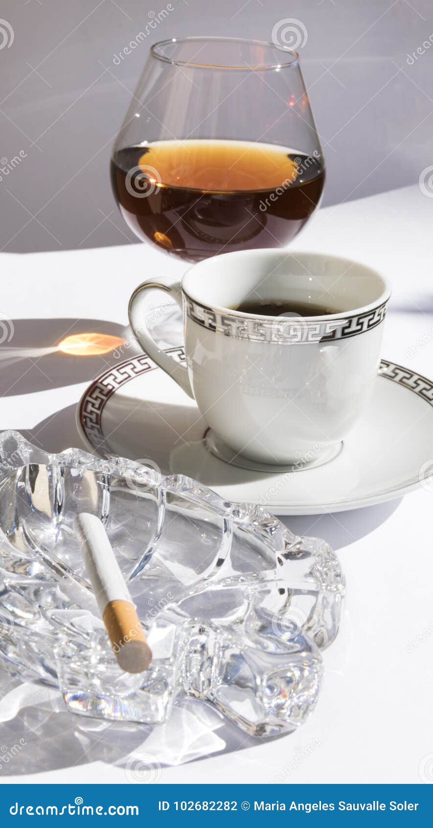 Cup, coffee and cigarette. stock photo. Image of cristal - 102682282