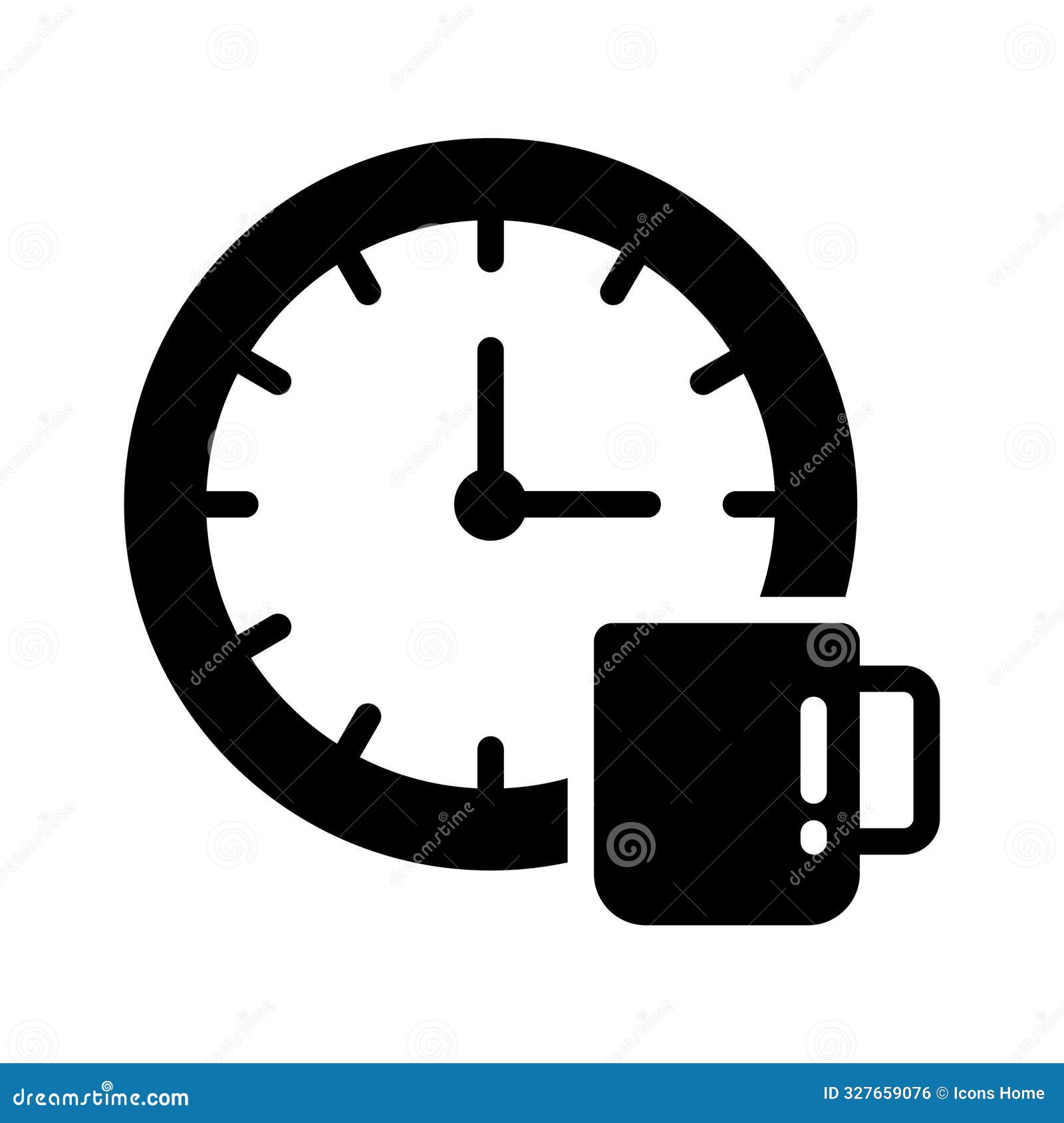 A Cup of Coffee with Clock Showing Concept of Coffee Time Icon Stock ...