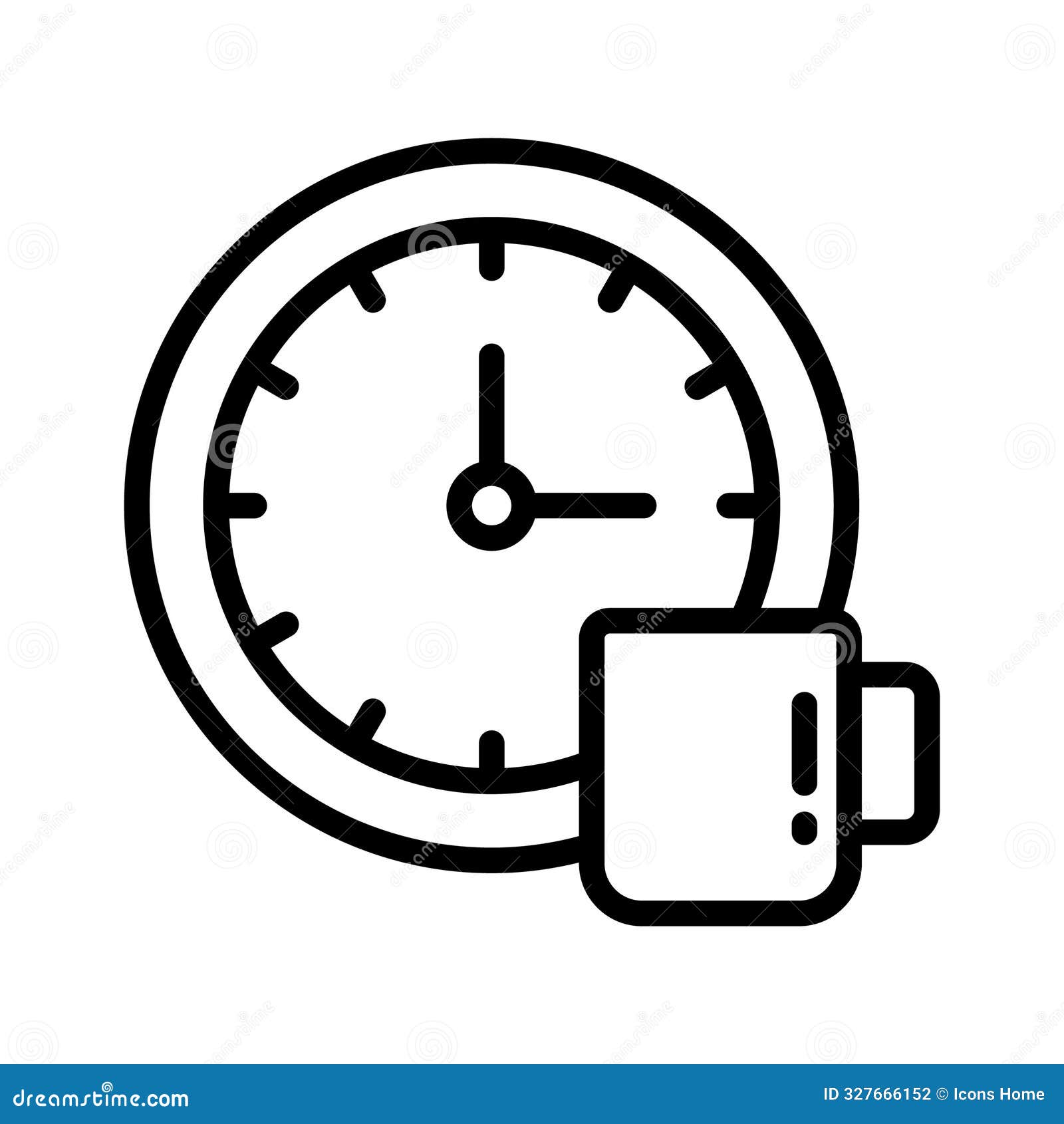A Cup of Coffee with Clock Showing Concept of Coffee Time Icon Stock ...