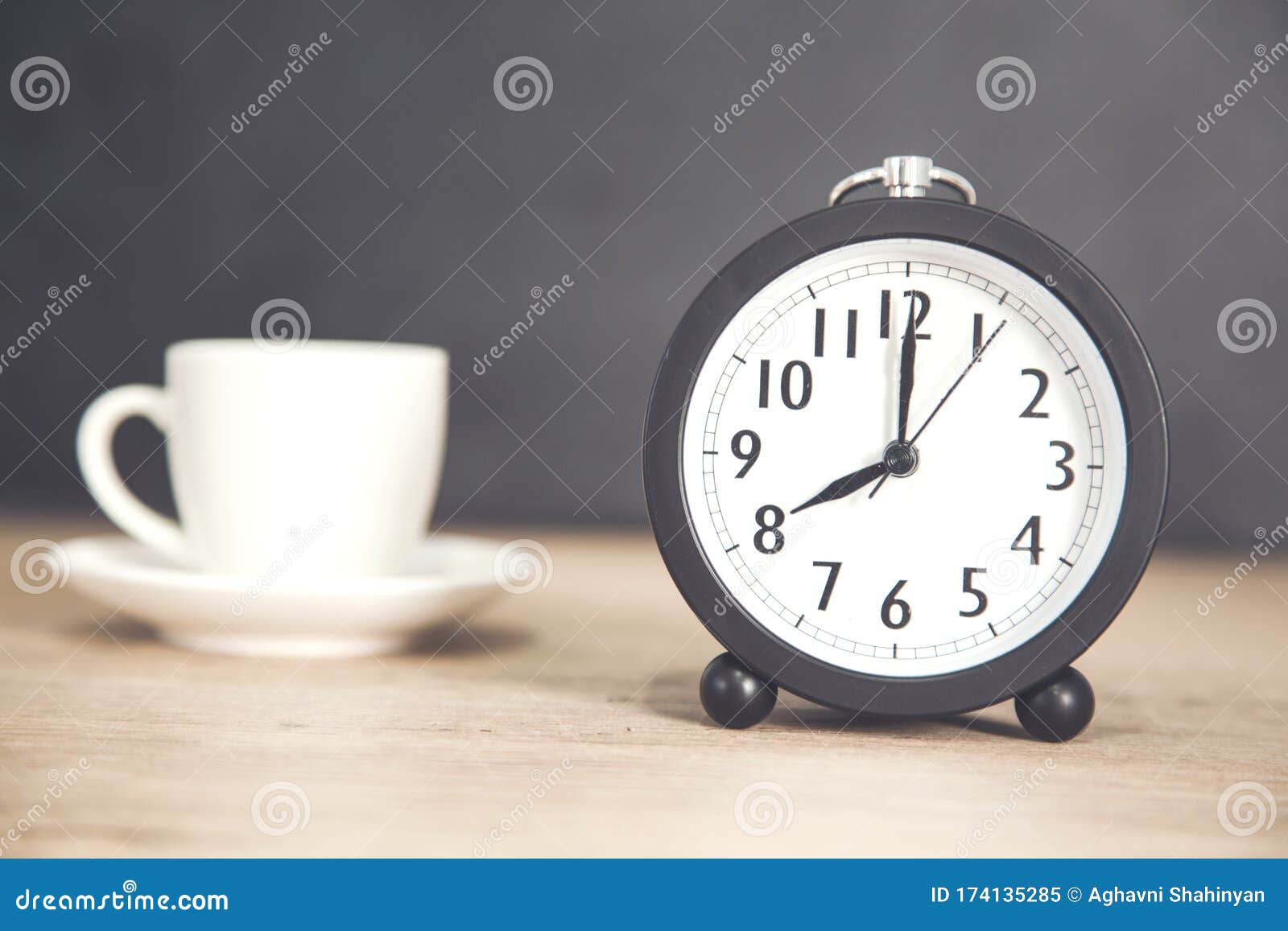 Cup of coffee and clock stock image. Image of espresso - 174135285