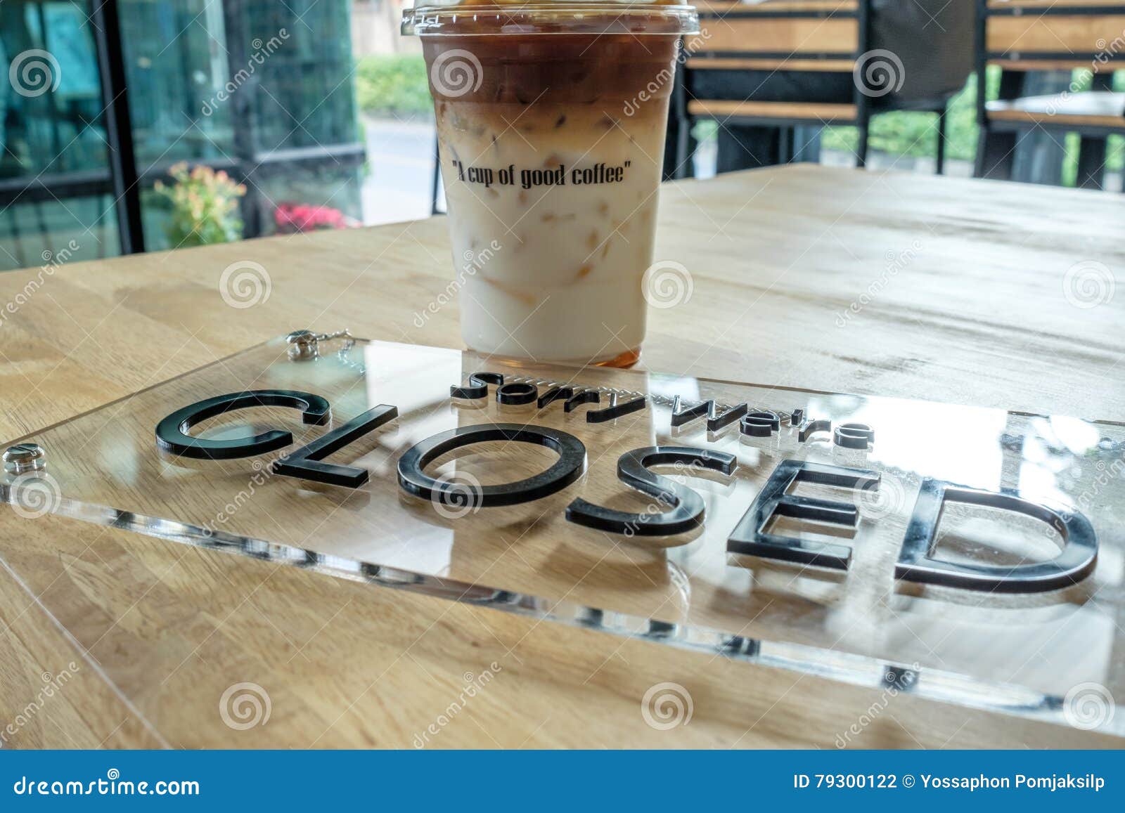 A Cup of Coffee with Closed Sign Stock Photo - Image of sign, coffee ...
