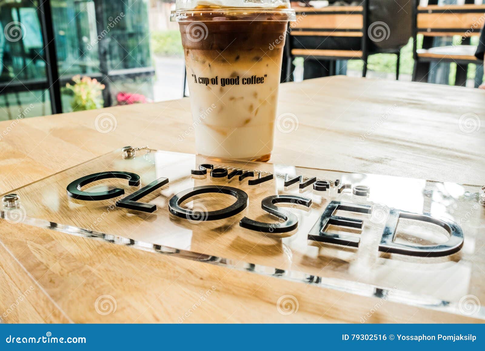 A Cup of Coffee with Closed Sign Stock Photo - Image of coffeeshop ...