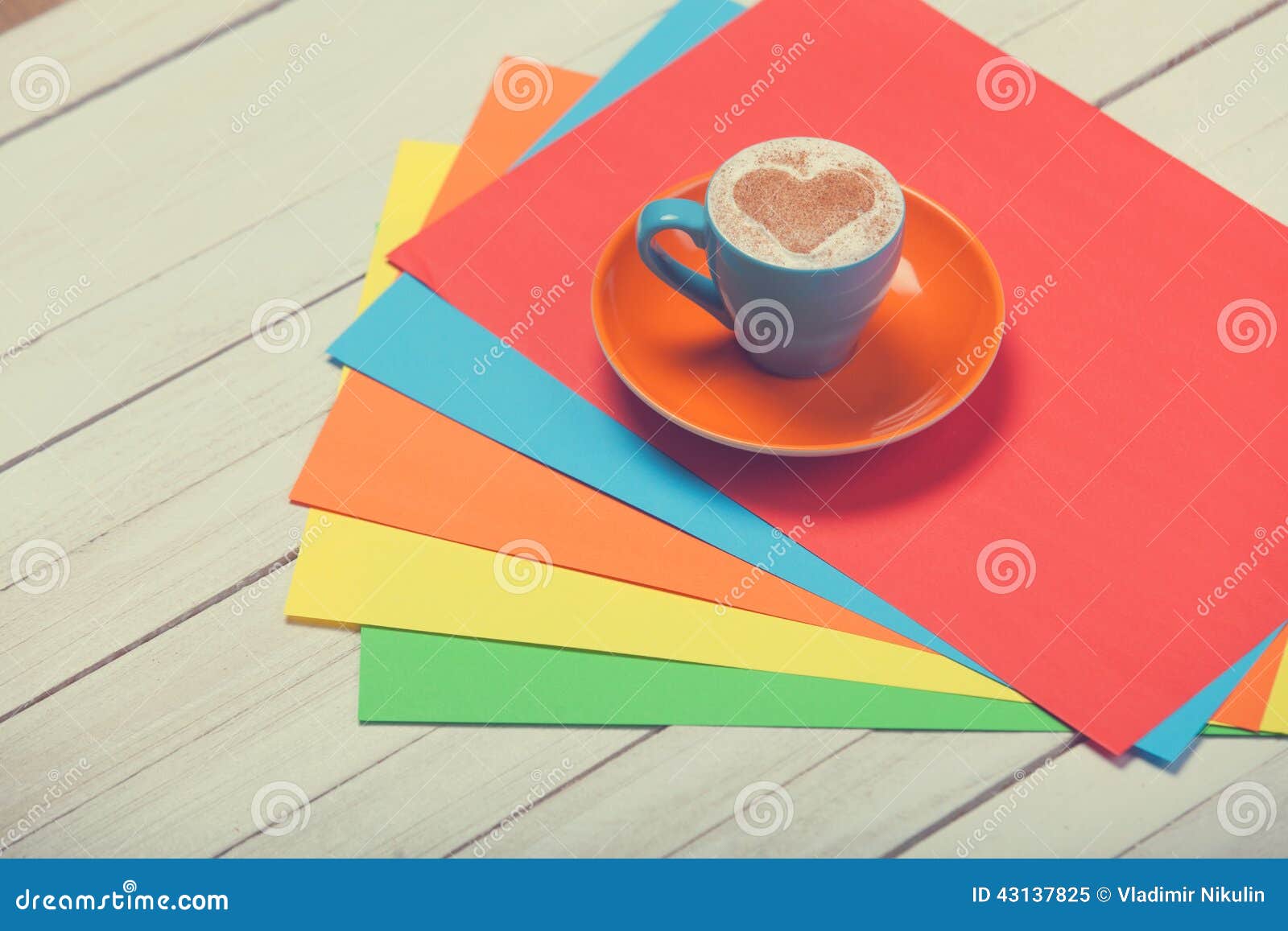Cup of Coffee and Color Paper Stock Image - Image of overhead, paper ...