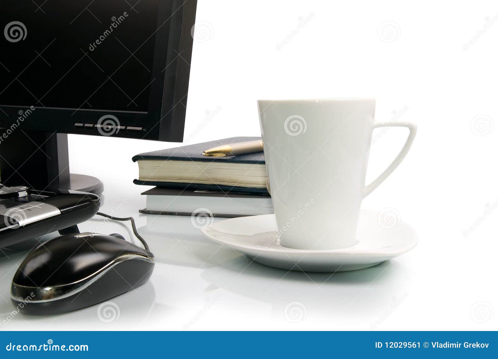 Cup of coffee and computer stock image. Image of technology - 12029561