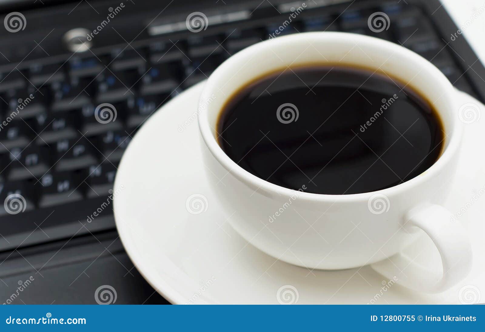 Cup of Coffee and the Computer Stock Image - Image of indoors ...