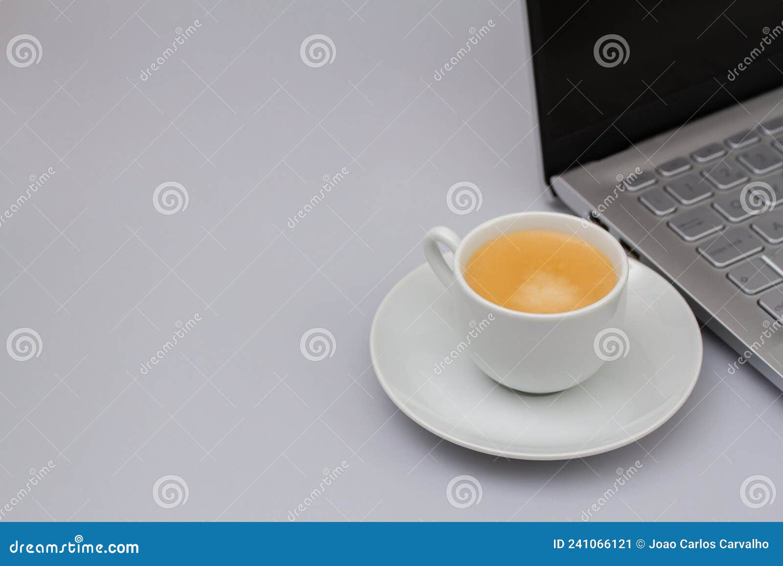 One Cup of Coffee with Computer Stock Image - Image of morning, closeup ...