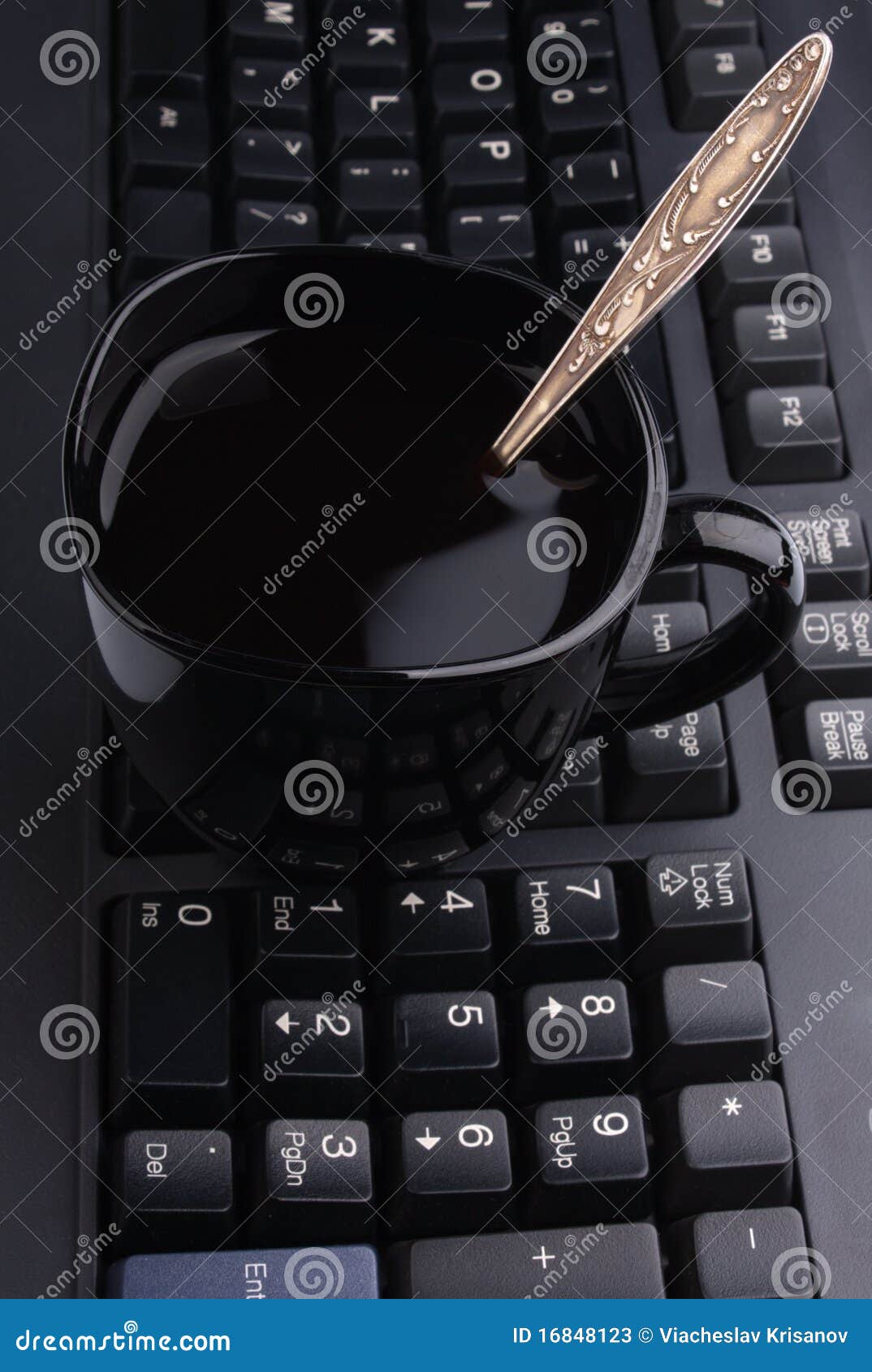Cup of Coffee on a Computer Keyboard Stock Image - Image of keyboard ...
