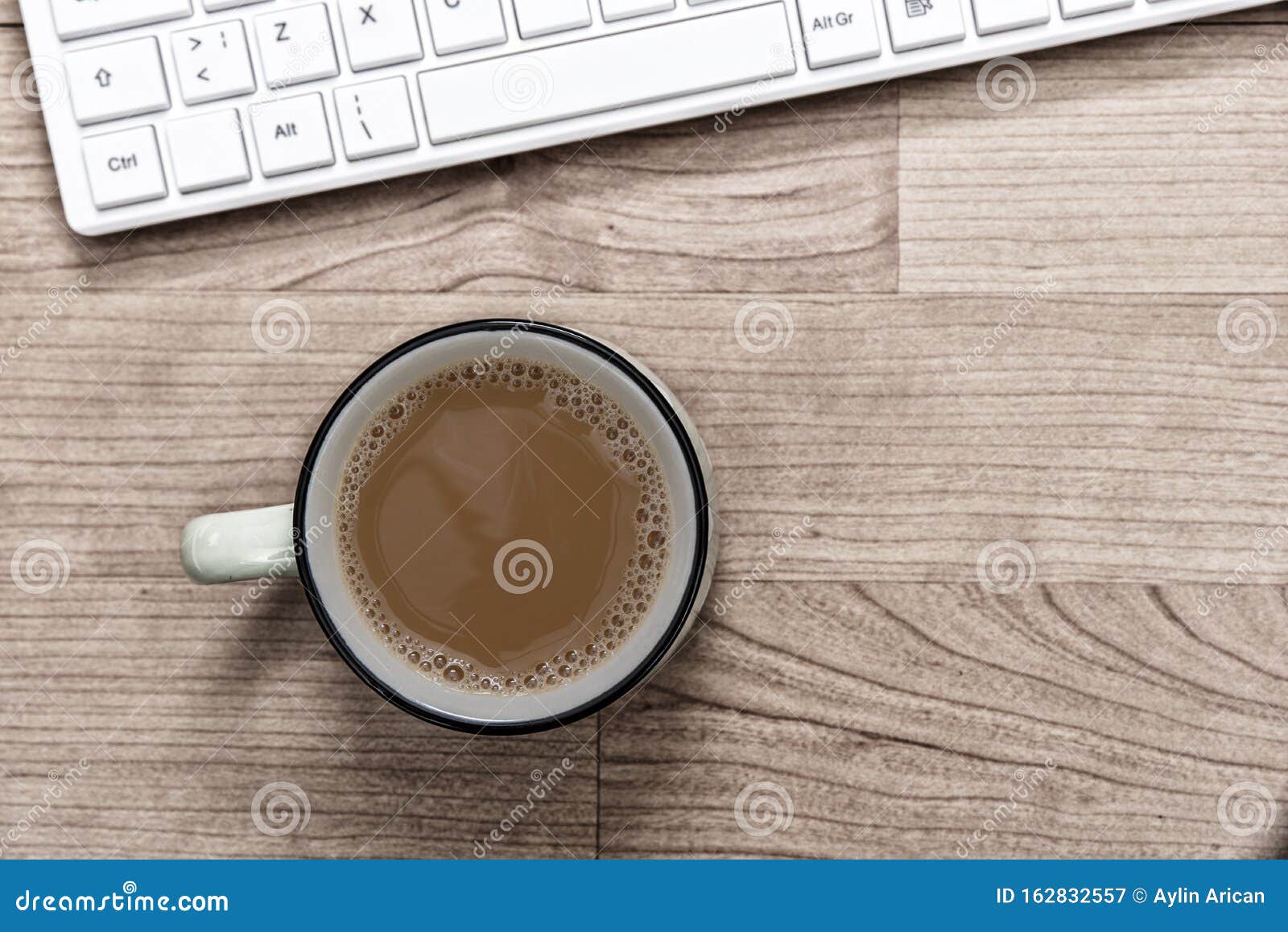 A Cup of Coffee and Computer Keyboard on the Desk Stock Image - Image ...