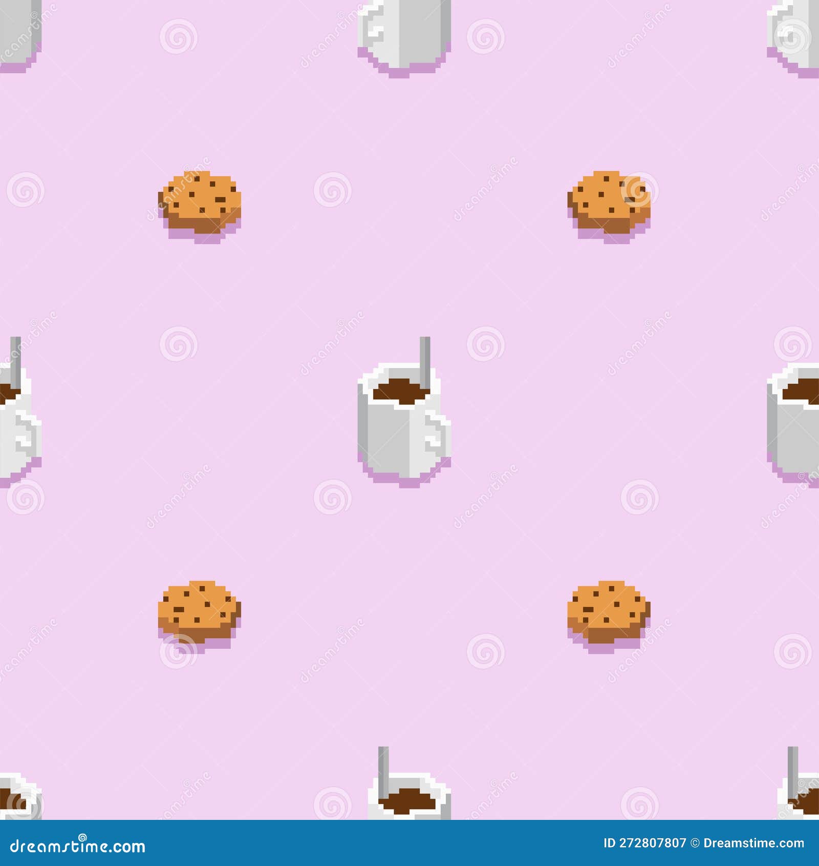 Cookies Pixel Art Pattern Seamless. 8 Bit Food Background. Pixelated ...