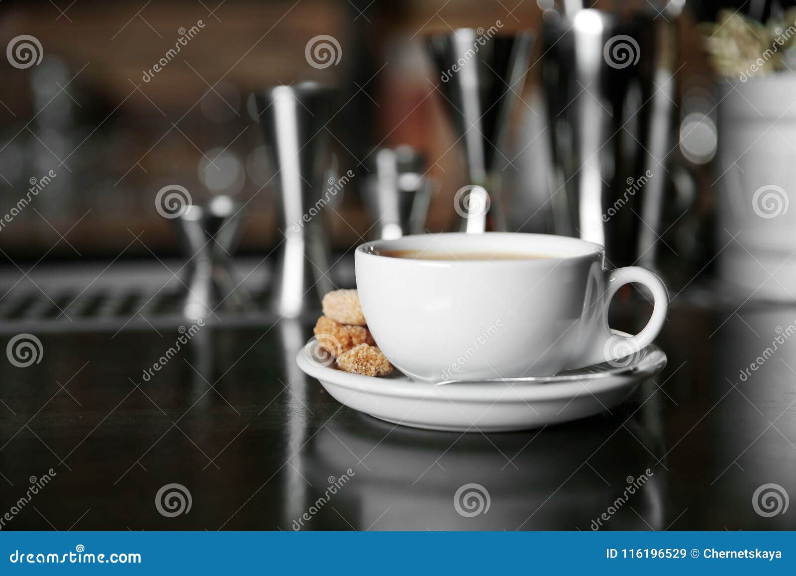 Cup of coffee on counter stock image. Image of black - 116196529