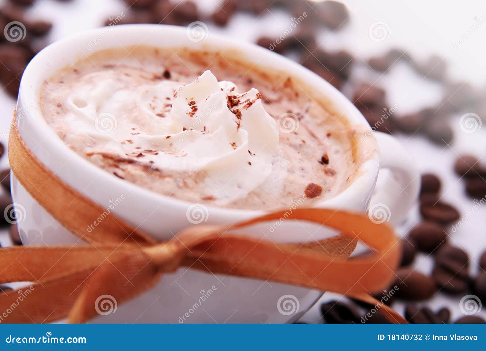 Cup of coffee with cream stock photo. Image of close - 18140732
