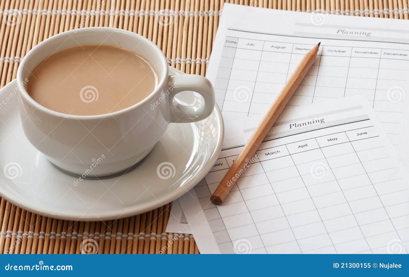 A Cup of Coffee Cup with Planning Paper Stock Image - Image of coffee ...