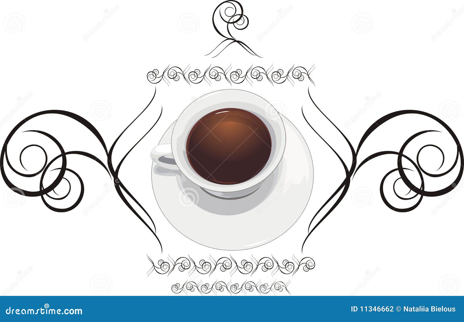 Cup with Coffee and Decorative Ornament Stock Vector - Illustration of ...