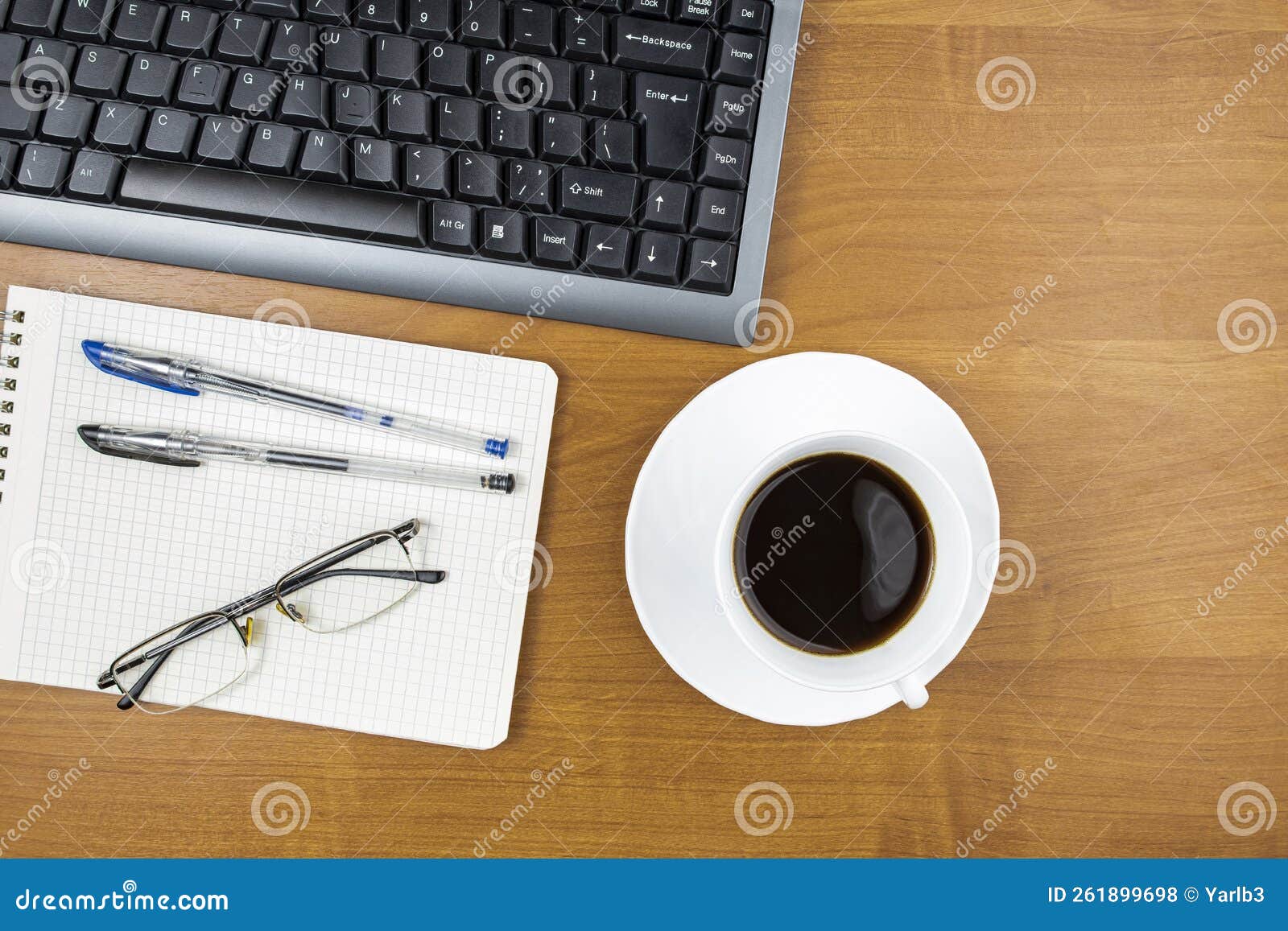 Cup of Coffee on the Desktop in the Office, Top View, Coffee at Work ...