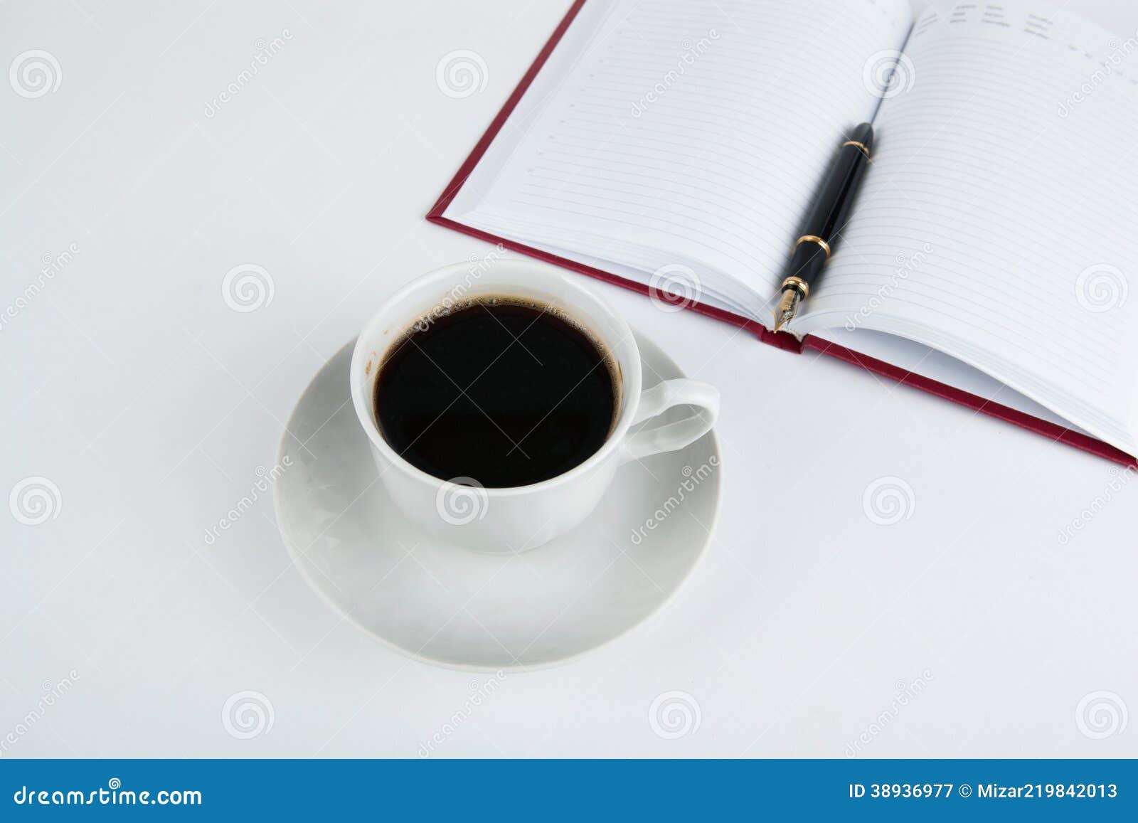 Cup of Coffee with Diary with Fountain Pen Stock Image - Image of ...