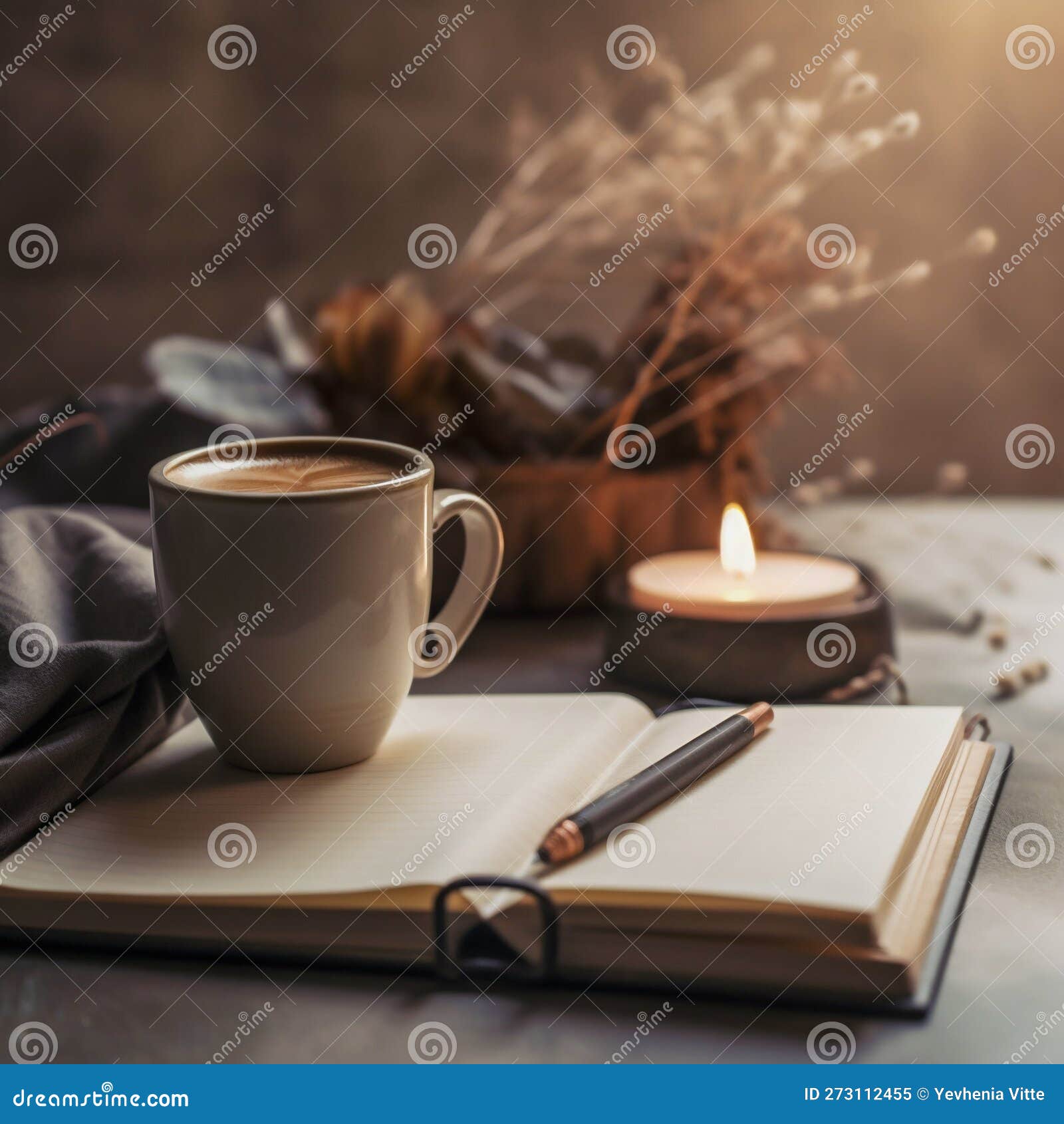A Cup of Coffee with a Diary on the Table. Generative AI Stock ...