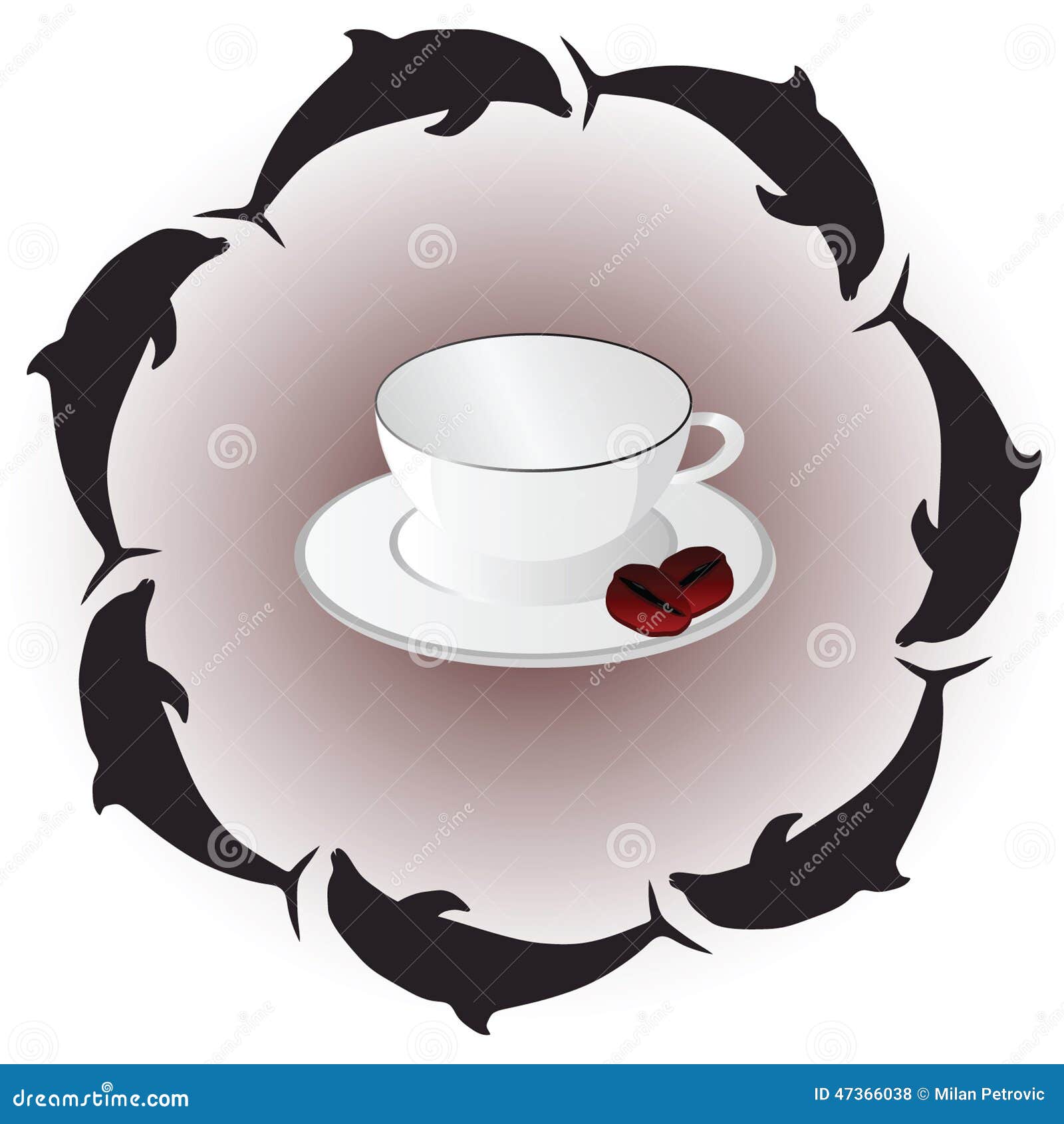 Cup of Coffee with Dolphin Art Vector Stock Vector - Illustration of ...