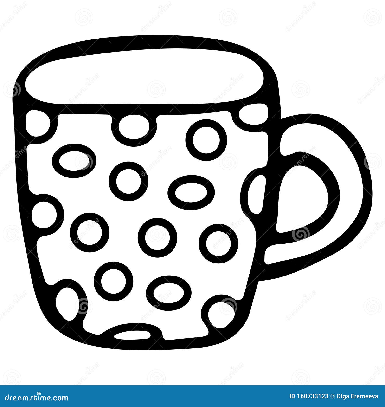 A Cup of Coffee Dotted Black and White Doodle Style Stock Illustration ...
