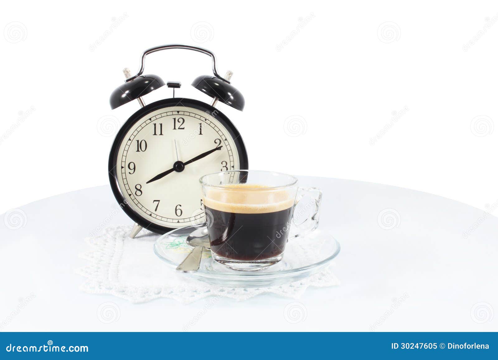 Cup coffee and clock stock image. Image of breakfast - 30247605
