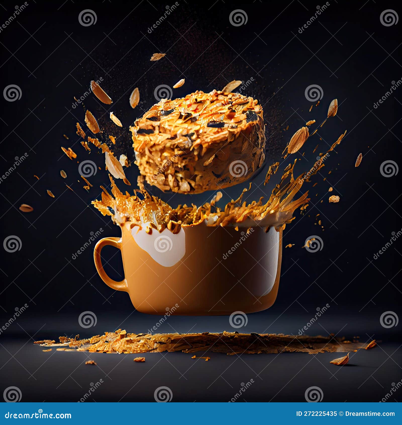 A Cup of Coffee Exploding with a Cookie on Top Stock Illustration ...