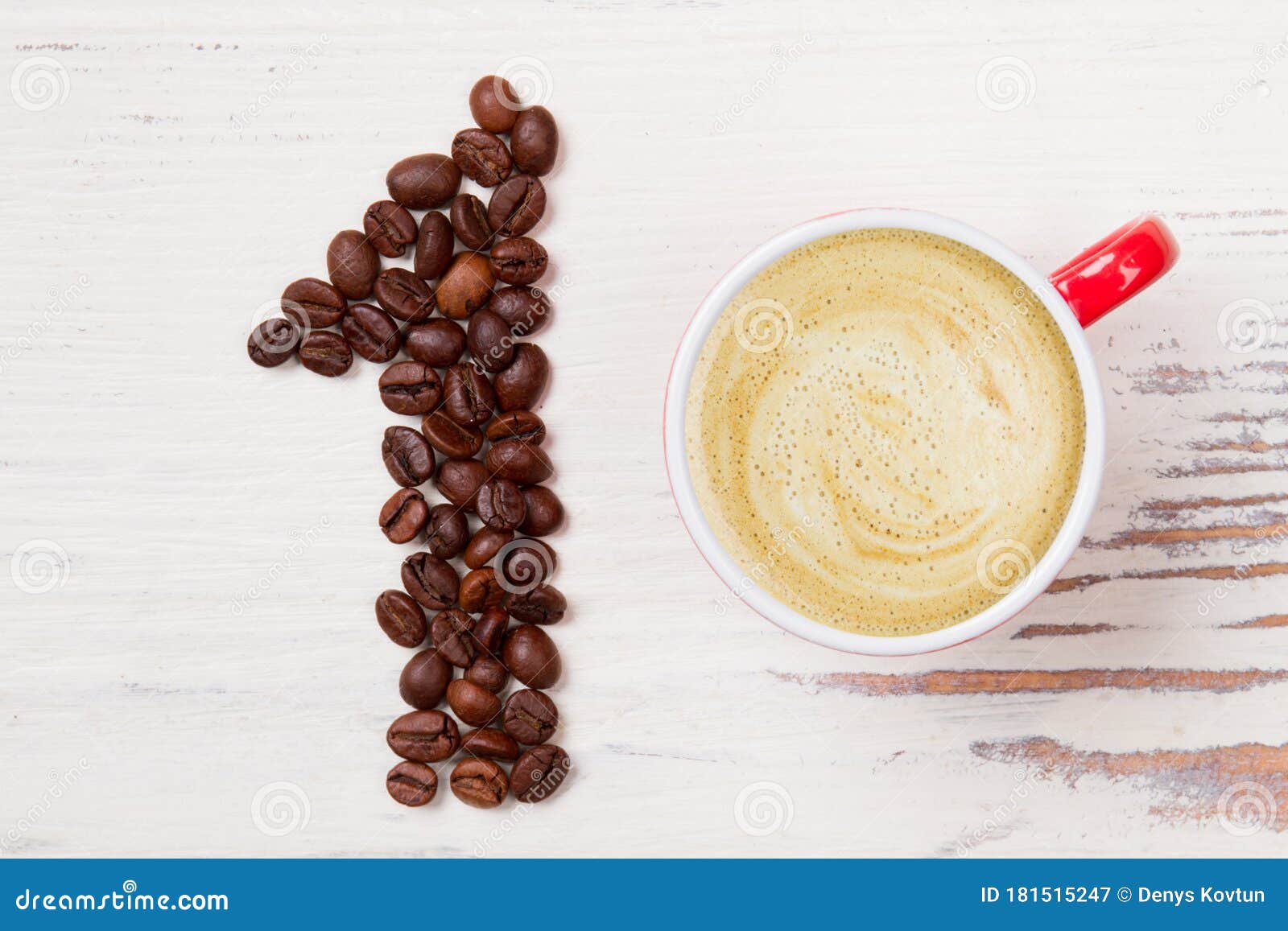 Cup of Coffee with Foam and Number One. Stock Image - Image of letter ...