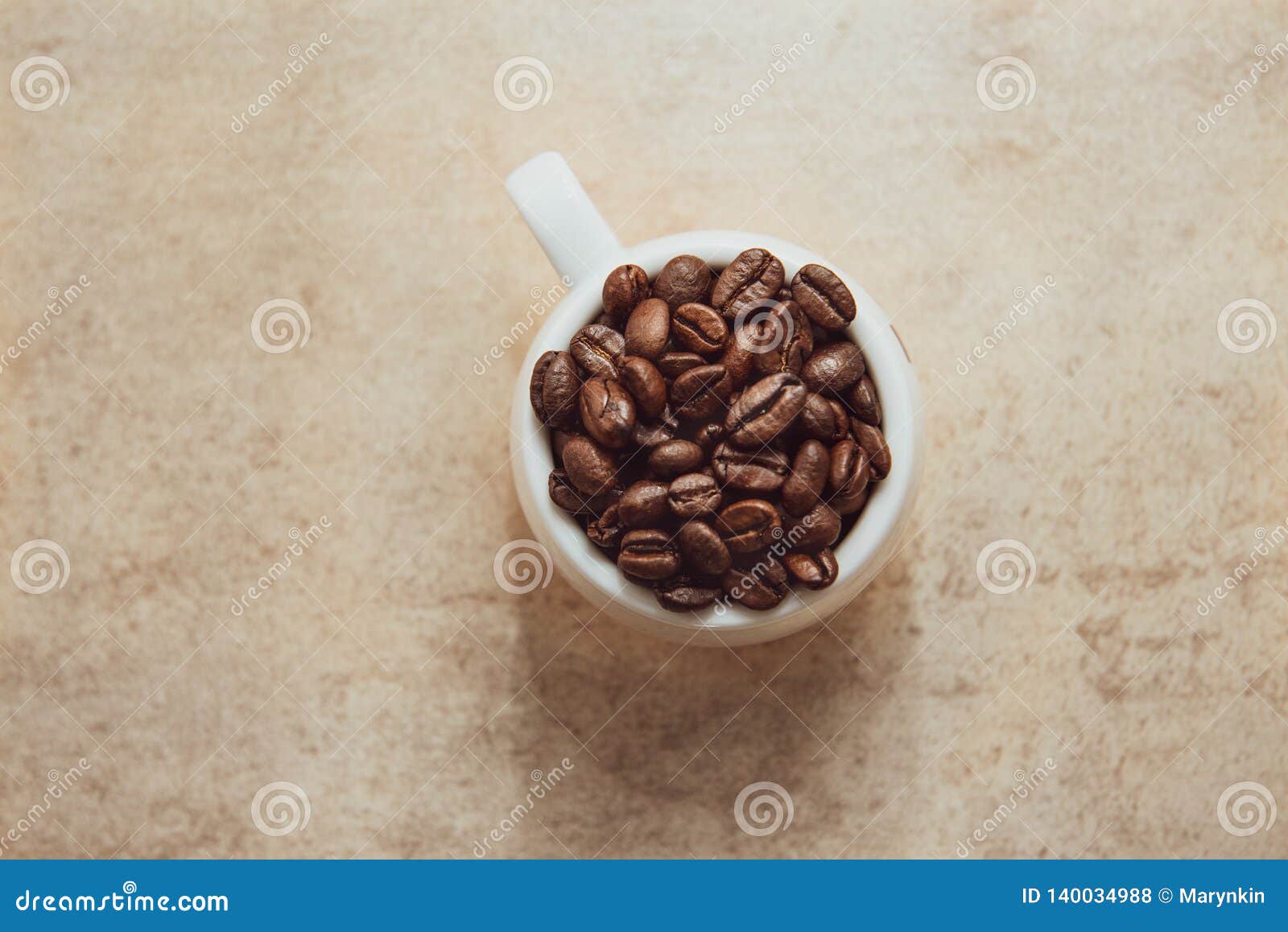 Cup of Coffee Full of Coffee Beans Stock Photo - Image of aroma, break ...